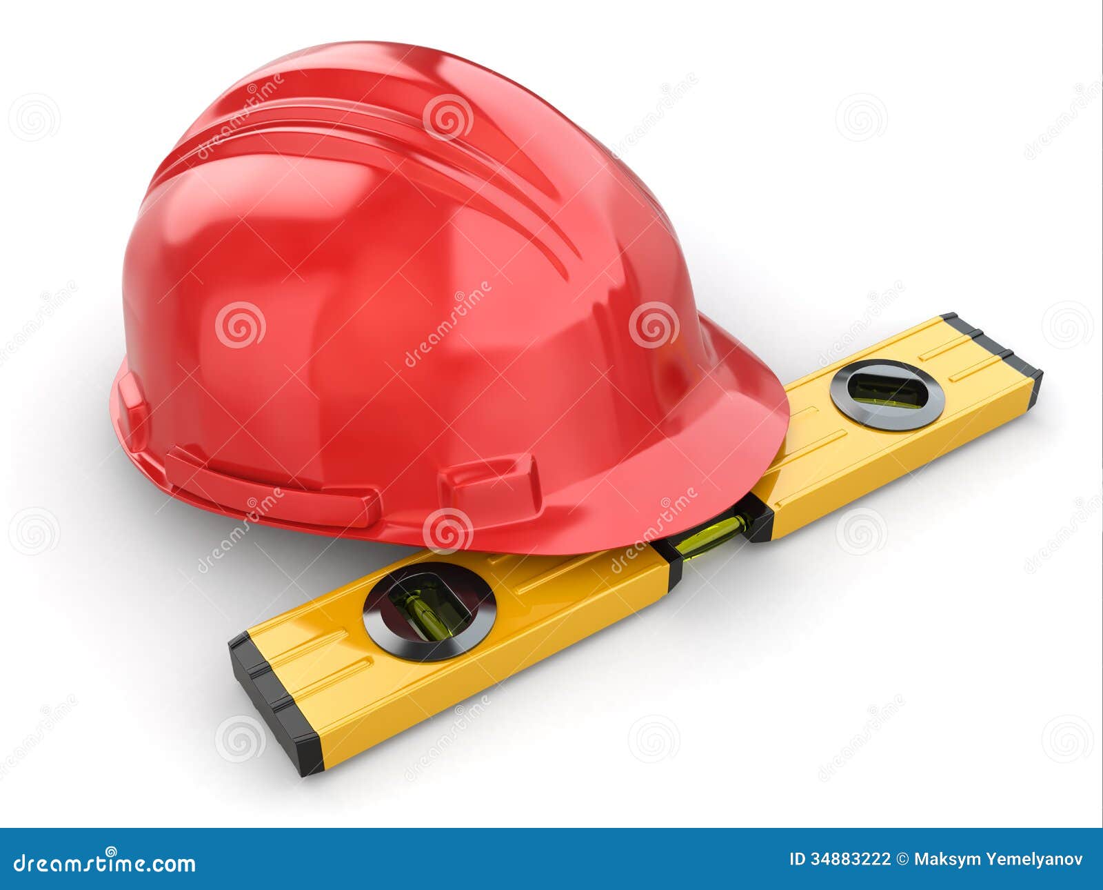 Construction Concept. Hardhat and Carpenter S Level Stock Illustration ...