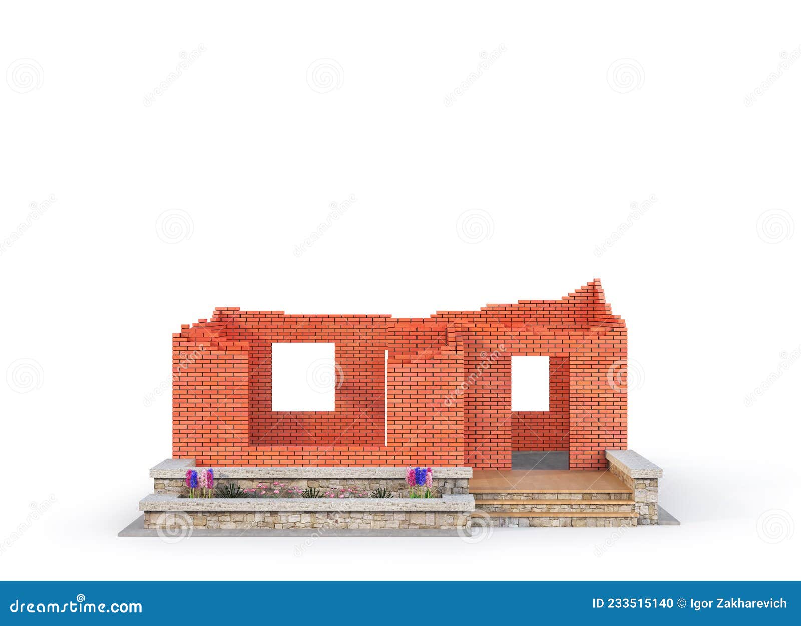 Construction Concept. House in Building Process Stock Illustration ...