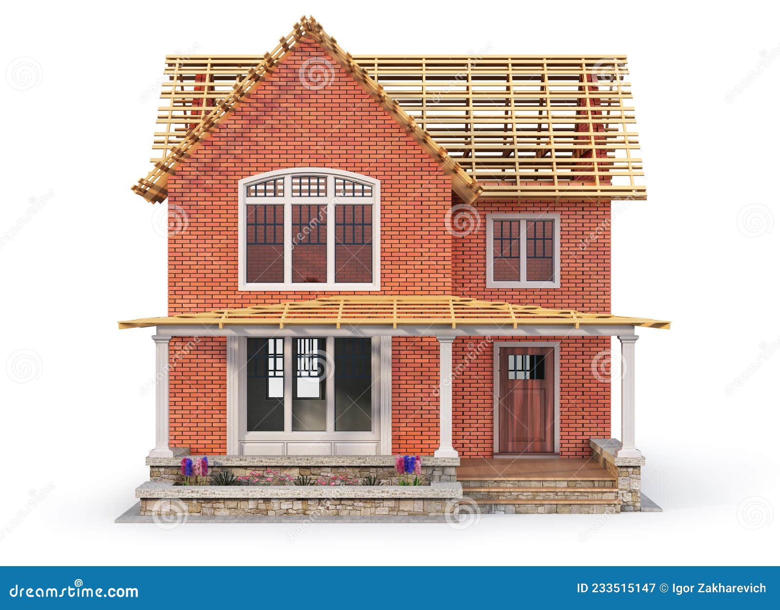 Construction Concept. House in Building Process Stock Illustration ...
