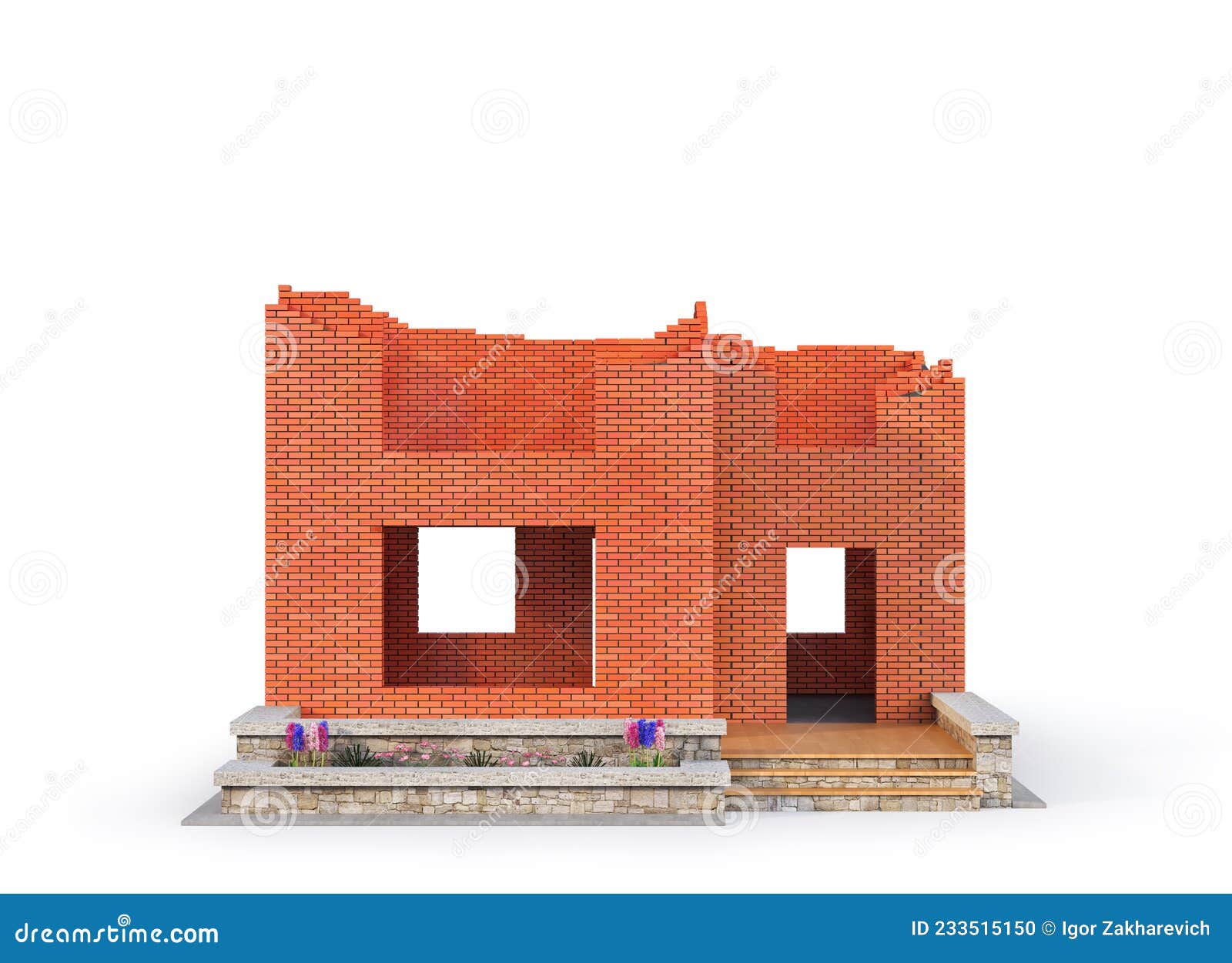 Construction Concept. House in Building Process Stock Illustration ...