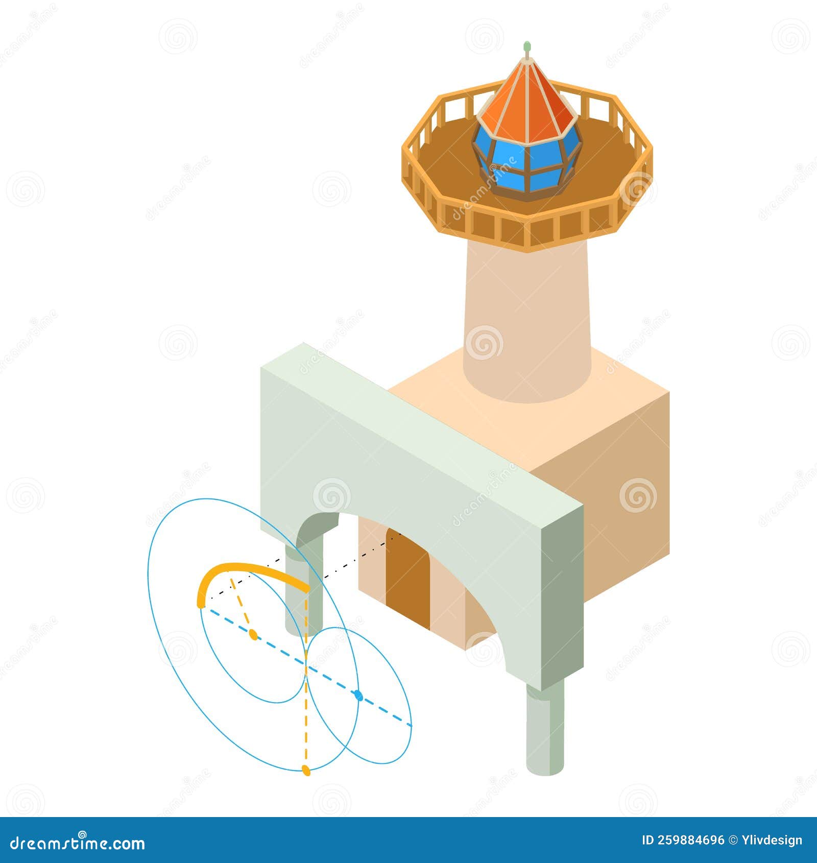 Construction Concept Icon Isometric Vector. Arch Project and Lighthouse ...