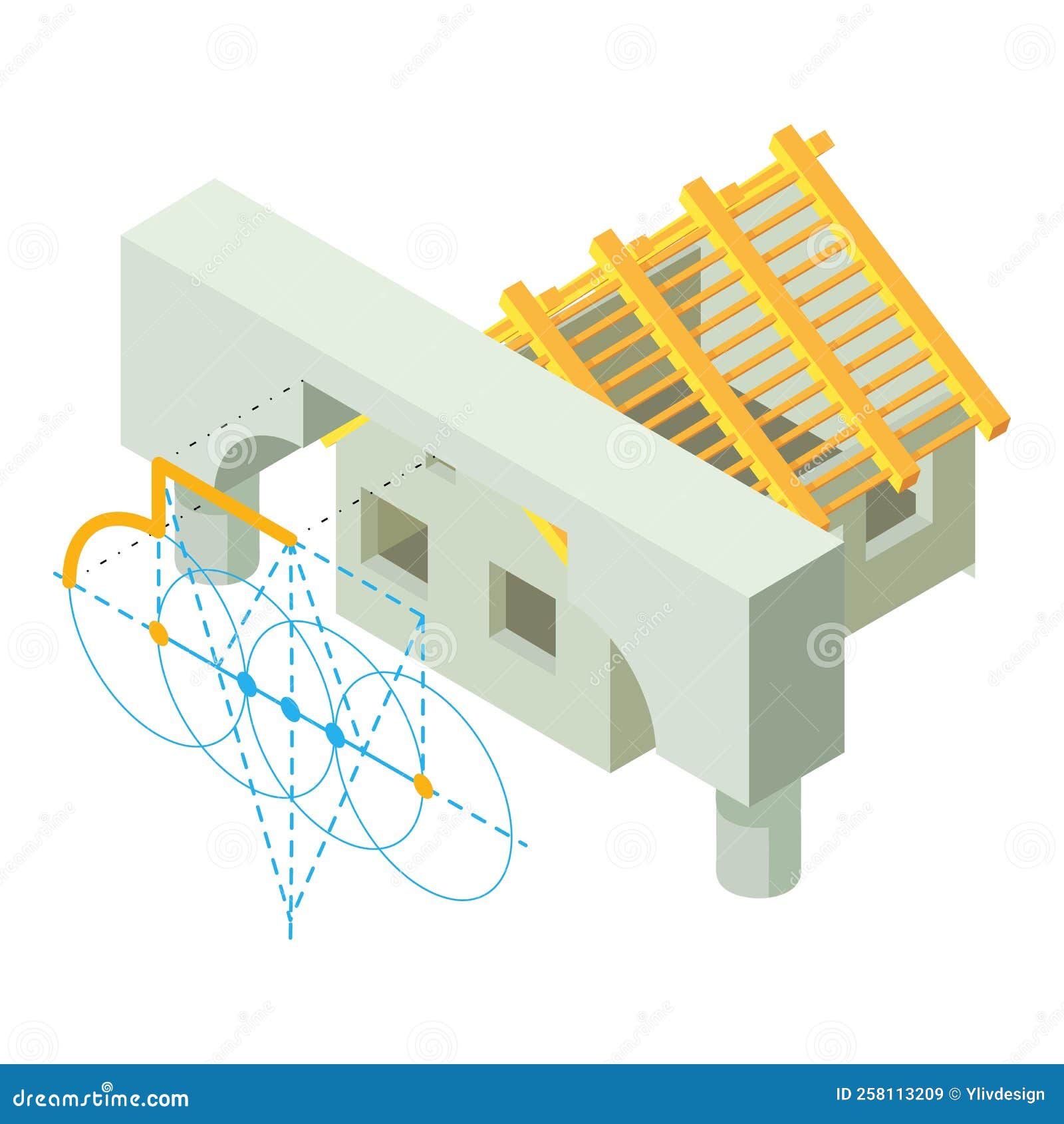 Construction Concept Icon Isometric Vector. Arch Project and Single ...