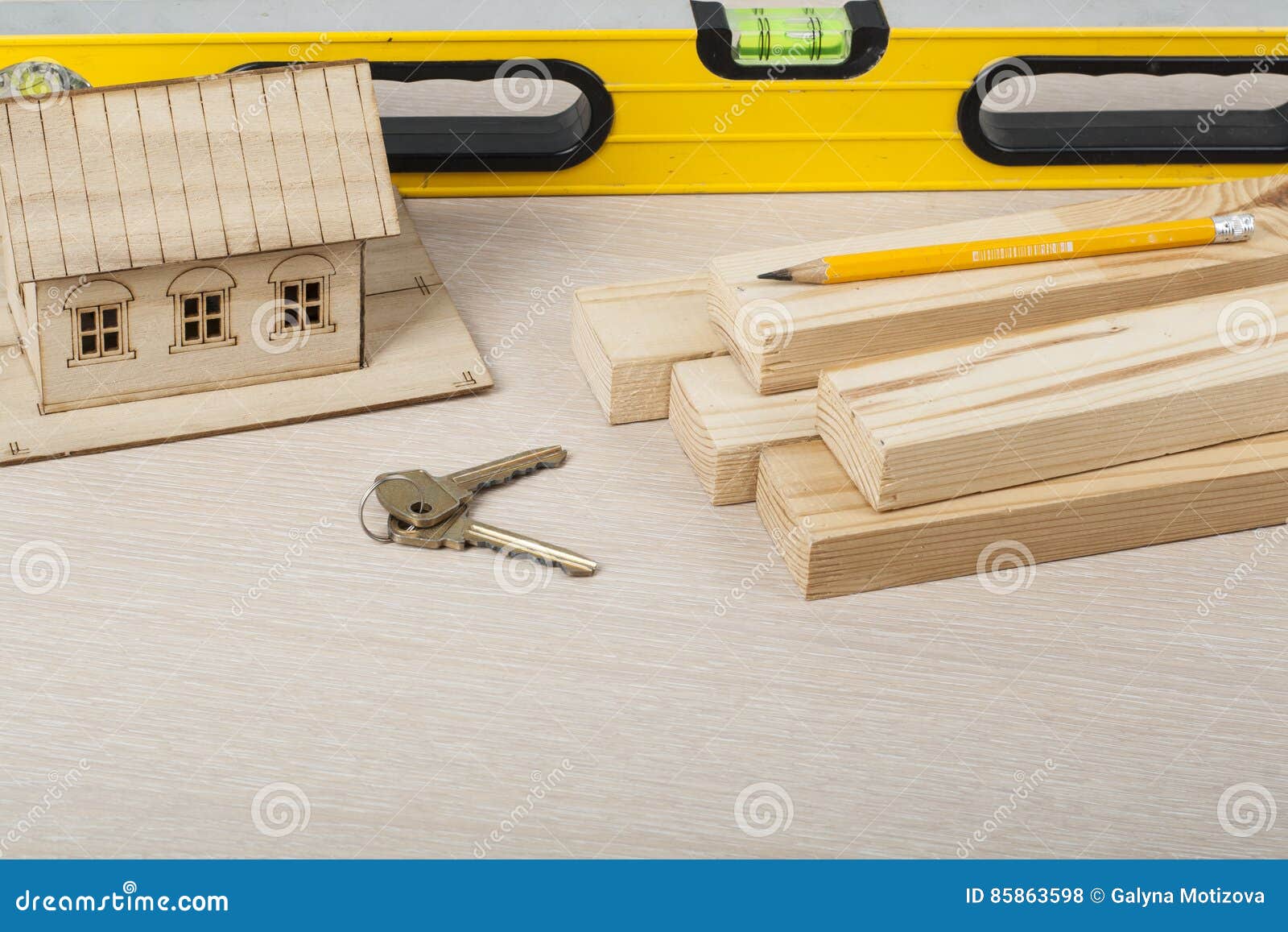 Construction Concept, Model House,work Tools, Keys.Copy Space for Text ...