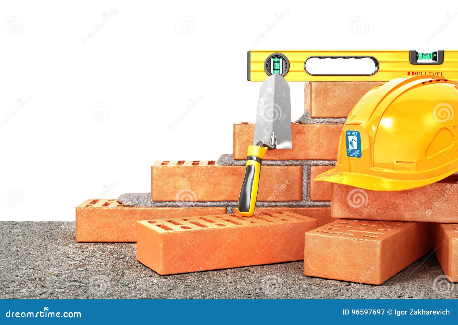Construction Concept. Part of Brick Wall in Construction Process Stock ...