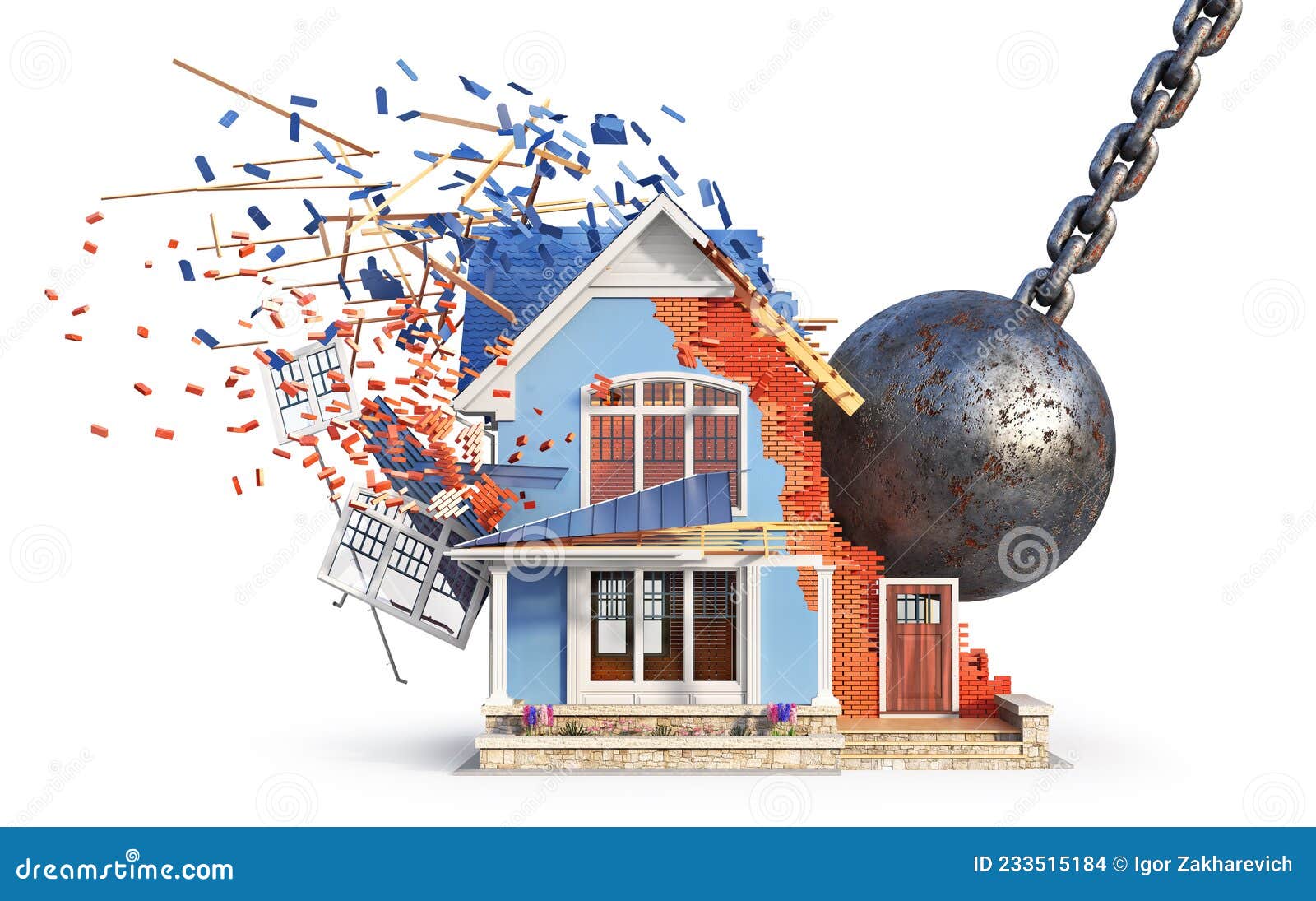 Construction Concept. Process Crushing or Building Stock Illustration ...