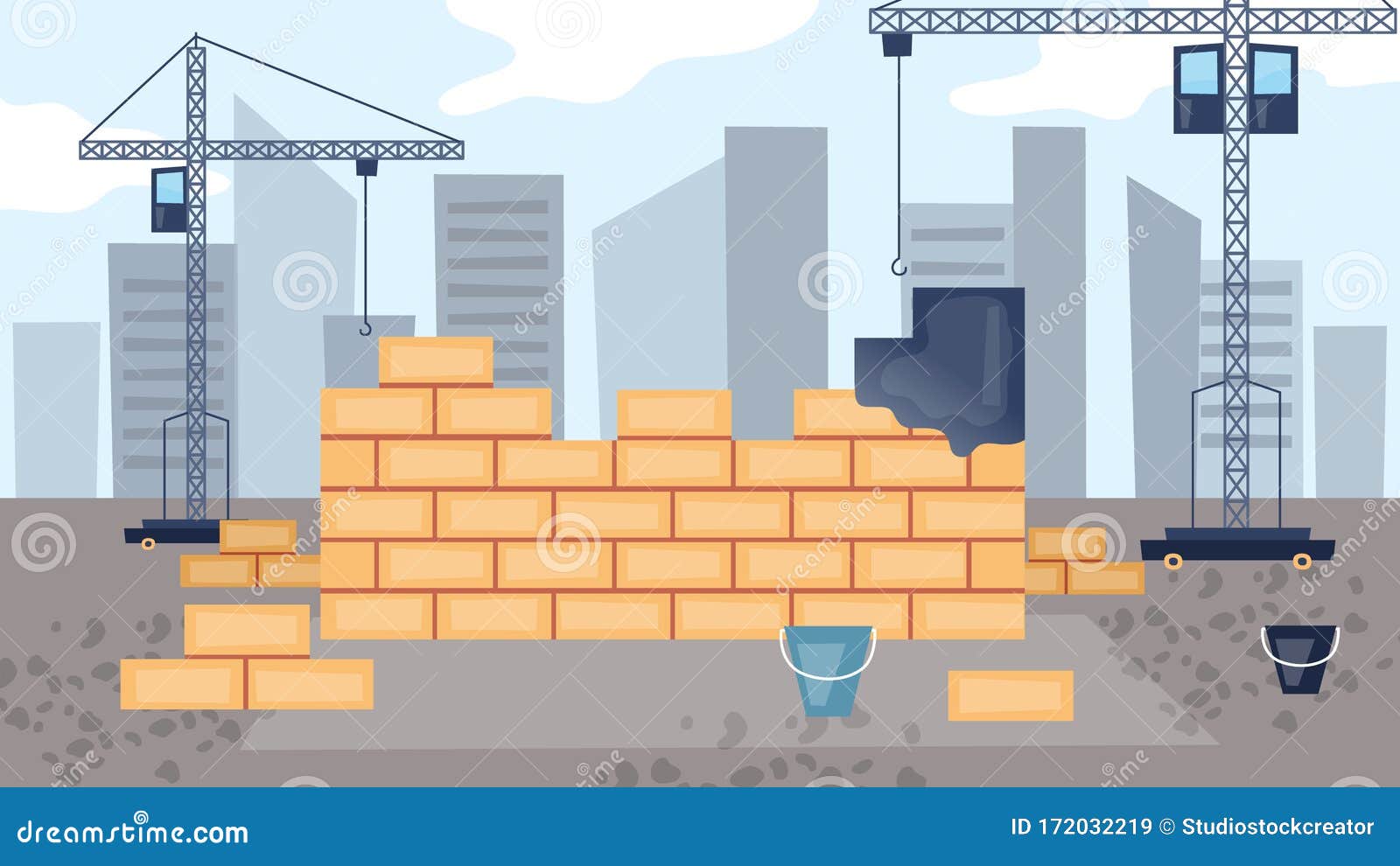 Construction Concept. Process of Construction of Residential Houses ...