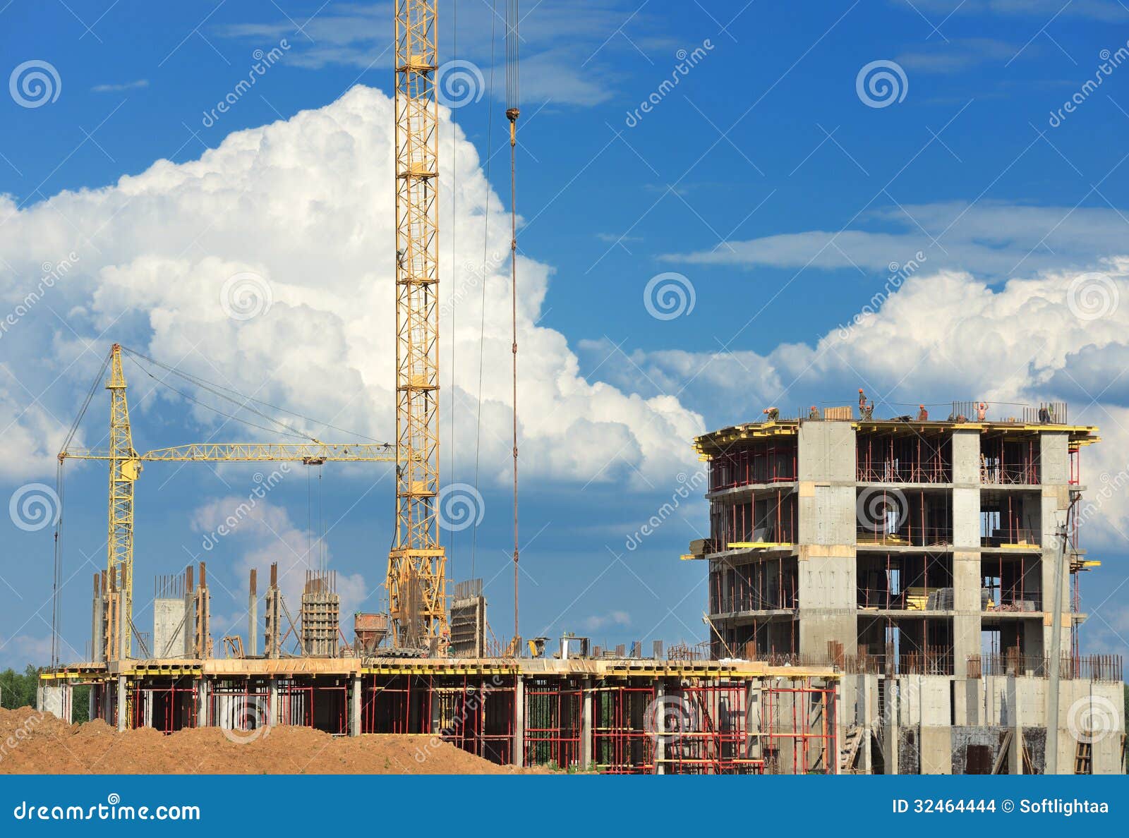 Construction of Concrete Buildings on Background Moving Clouds I Stock ...