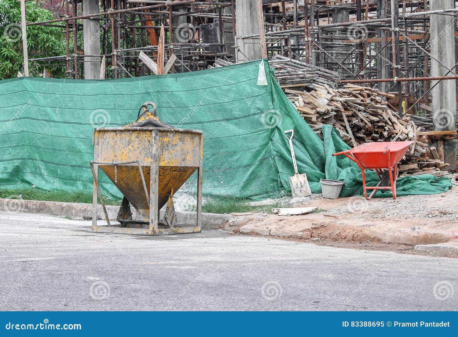 Construction. Concrete Mixer Container at Construction Site, Se Stock ...