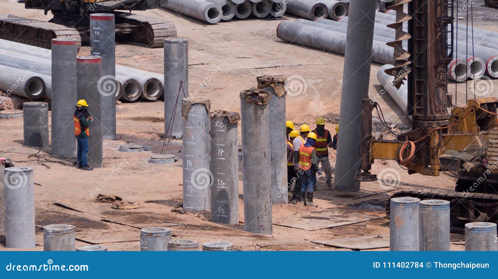 Construction Concrete Piles. Editorial Stock Image - Image of bore ...