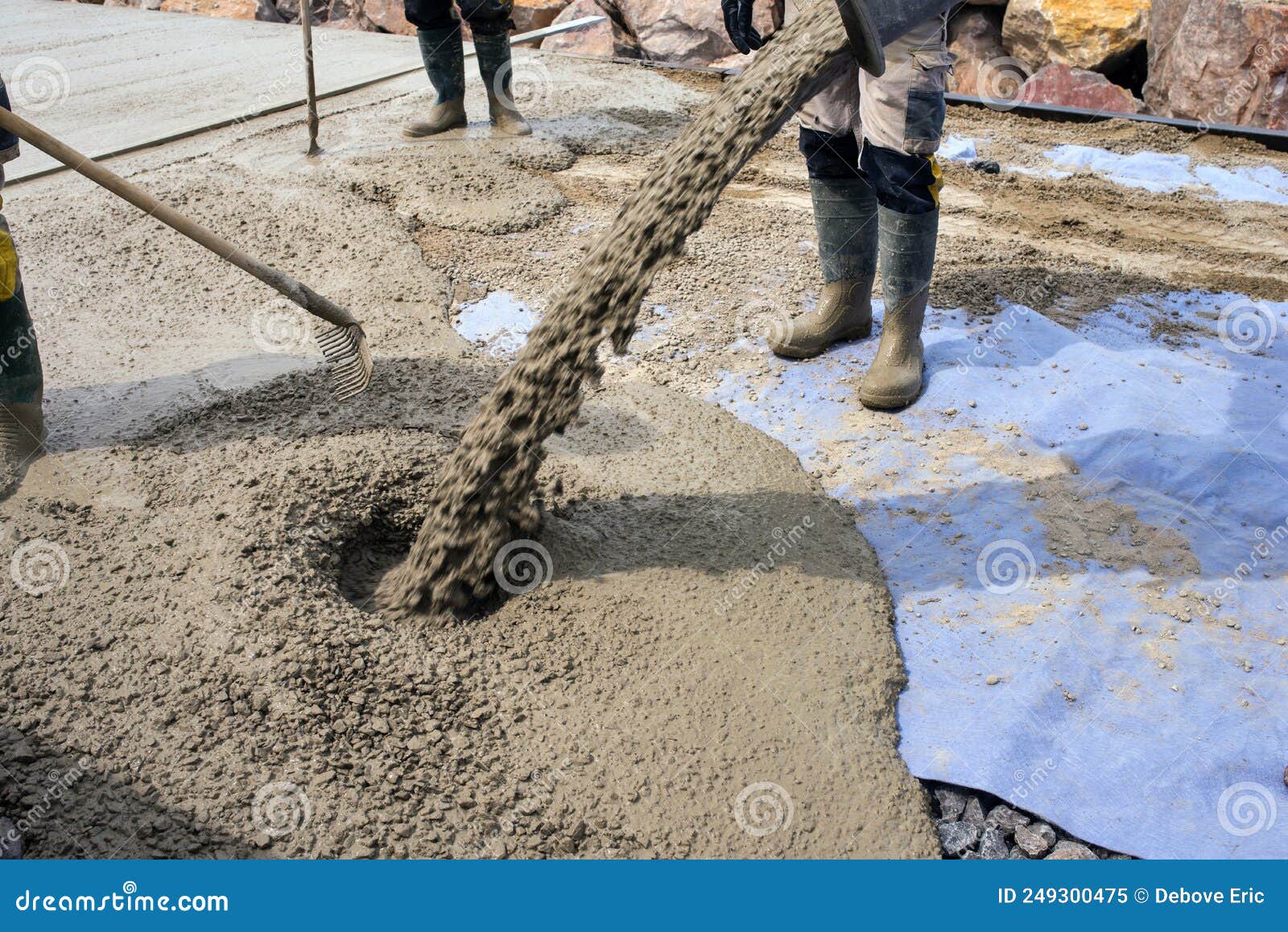 Worker Pouring Concrete on a Construction Site Stock Image - Image of ...