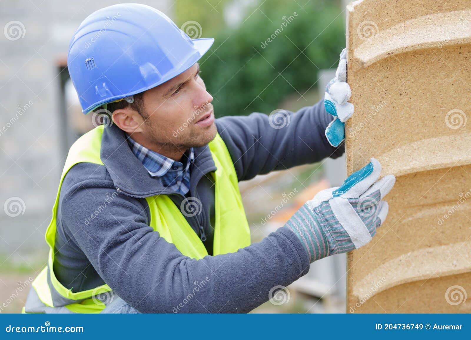 Construction Concrete Worker Outdoors Stock Image - Image of blue ...