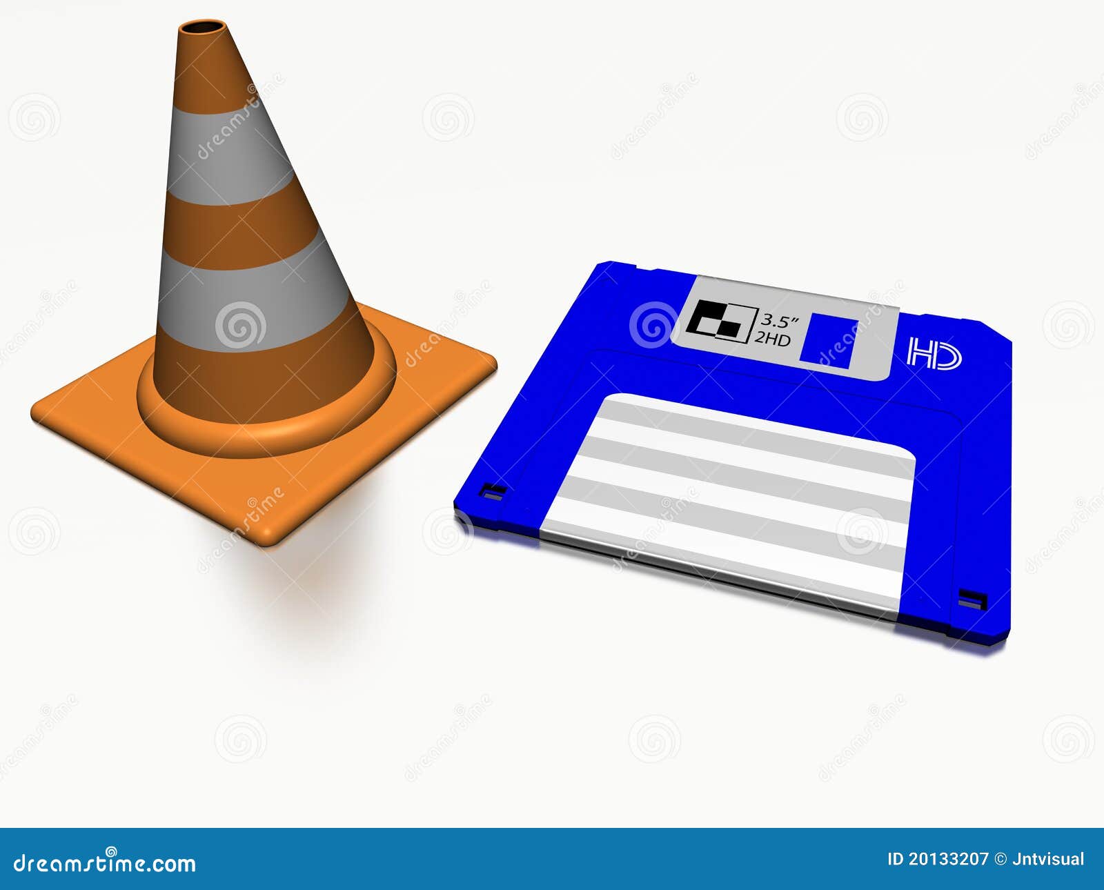 Construction Cone and Floppy Disk Stock Illustration - Illustration of ...