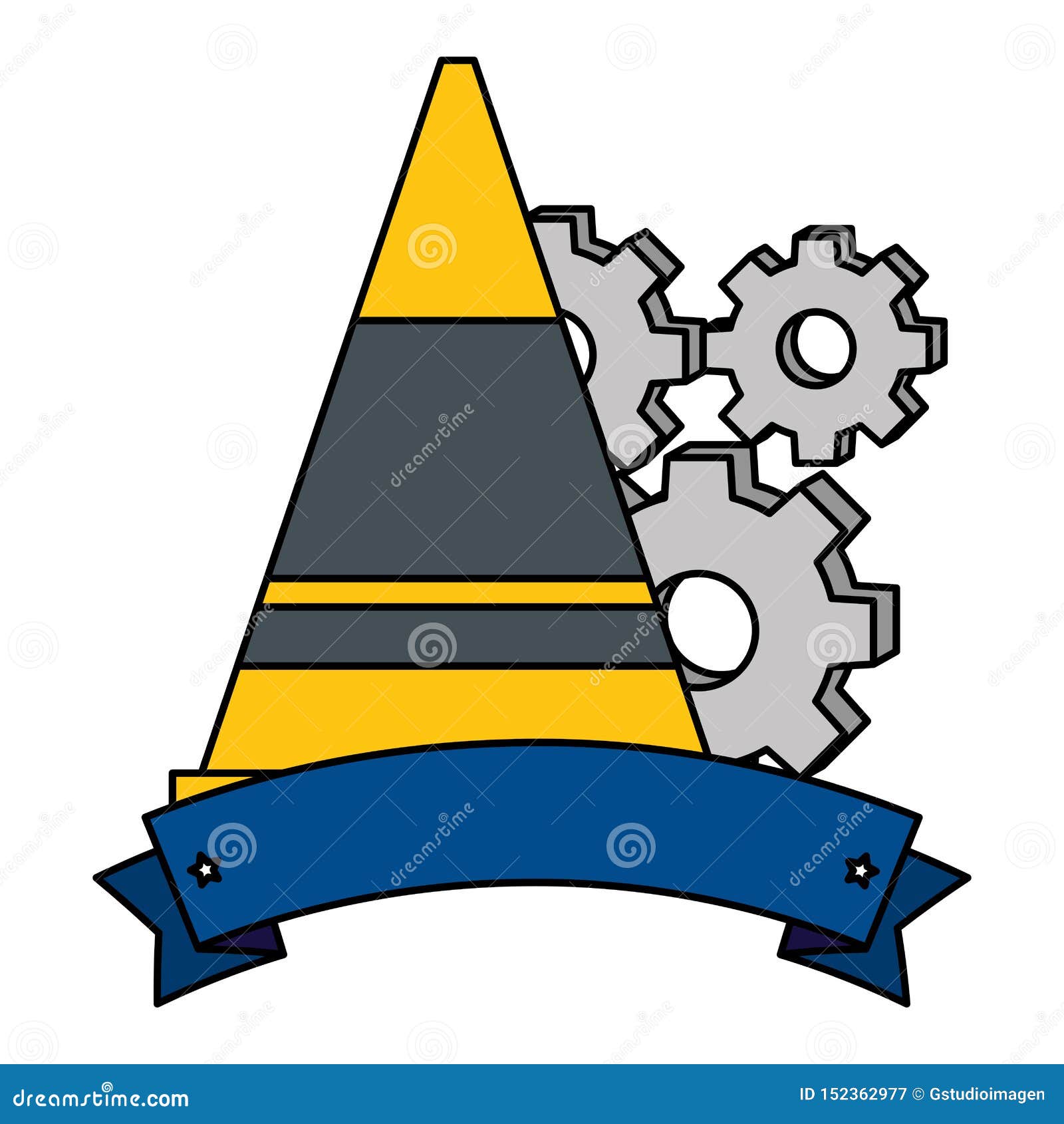 Construction Cone Tool with Gears Machine Stock Illustration ...