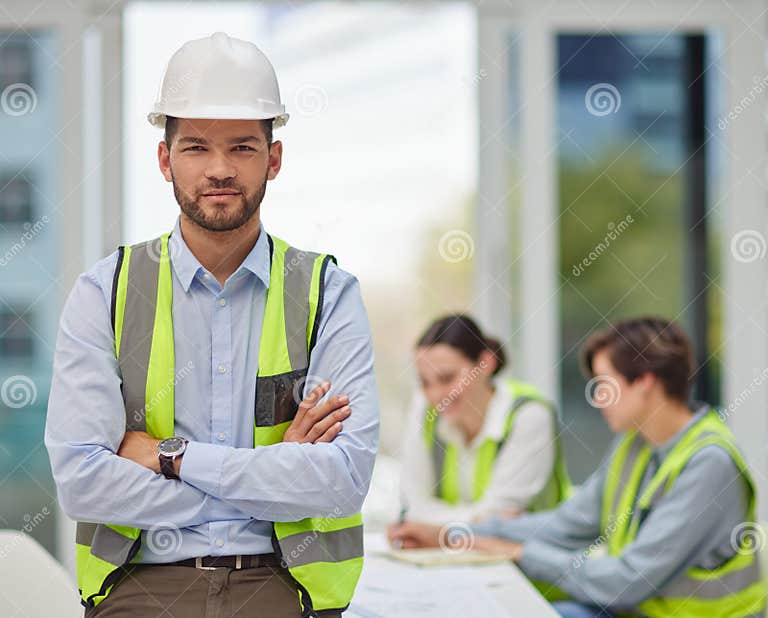 Construction, Confidence and Portrait of Man in Office for Planning, Development and Building ...