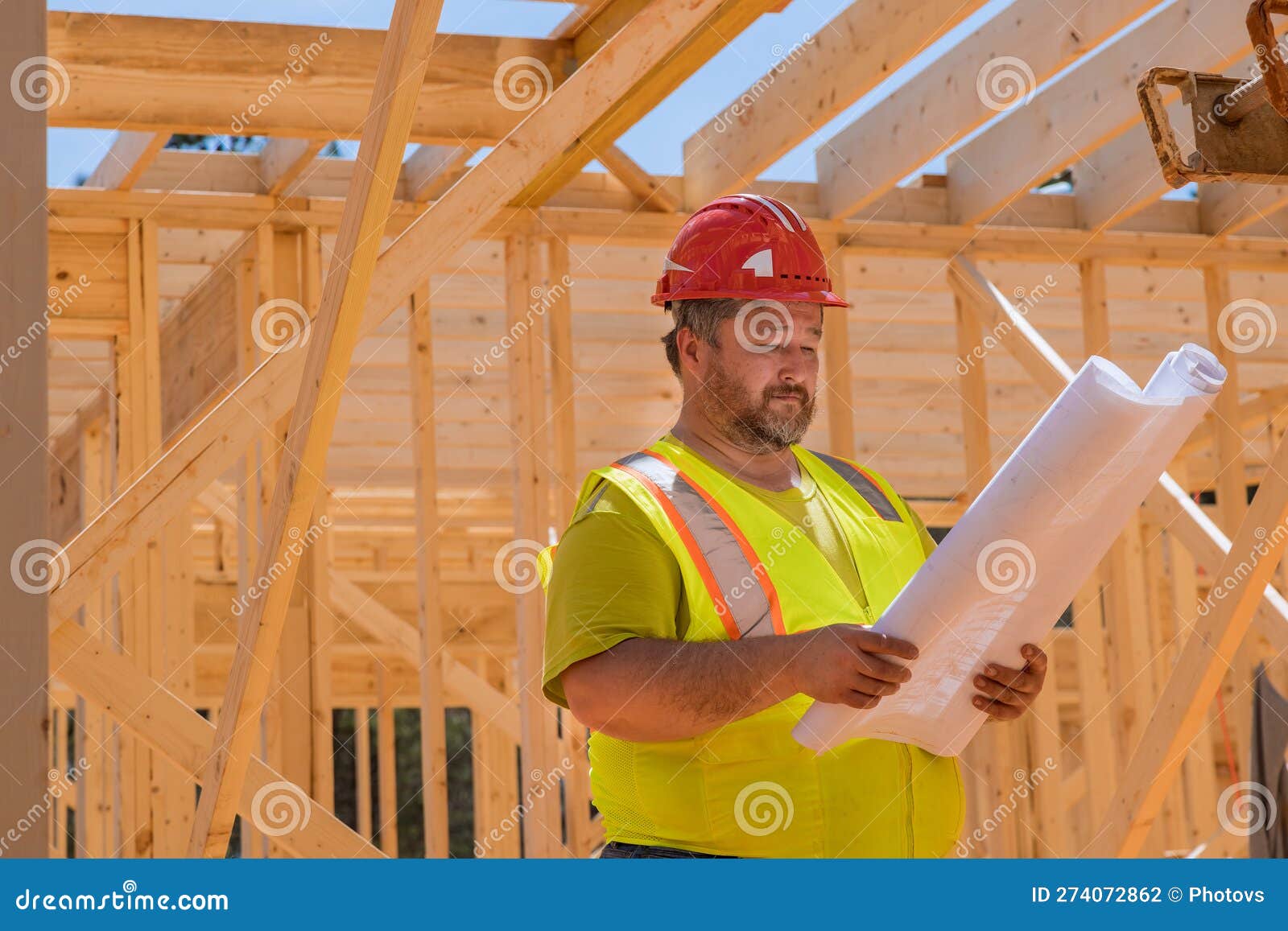 During Construction on Construction Site Construction Engineer Checks ...