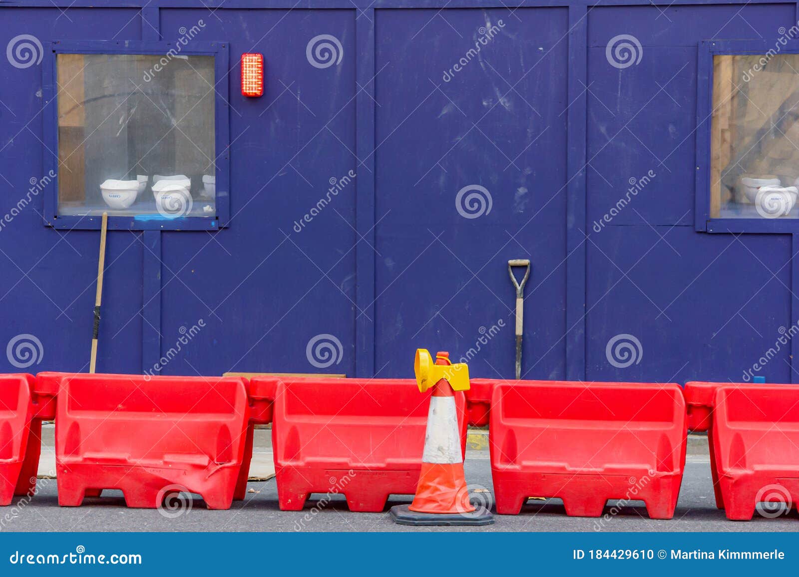 Construction Container with Helmets in Windows Stock Photo - Image of ...