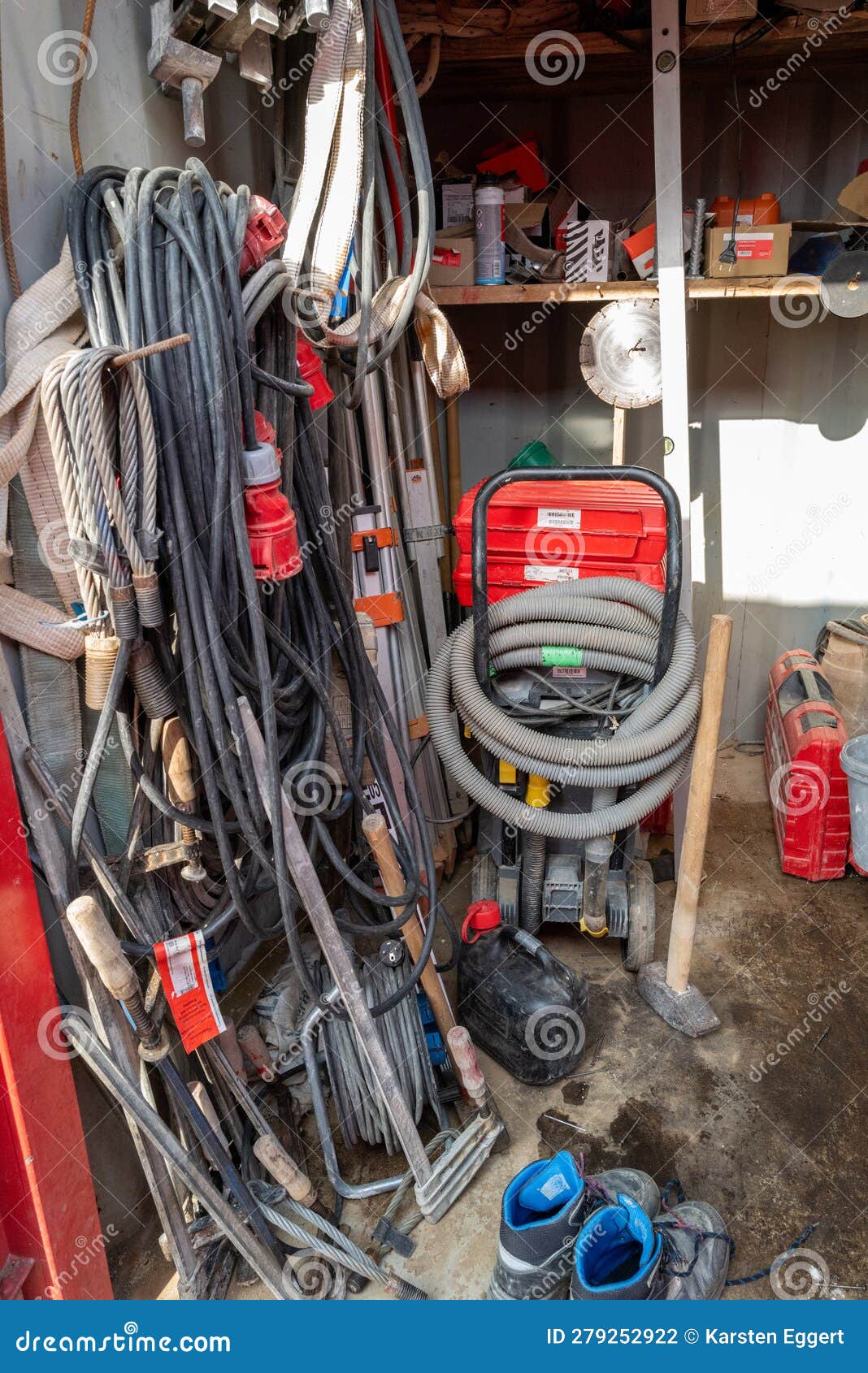 In a Construction Container There are Various Tools and Work Equipment ...