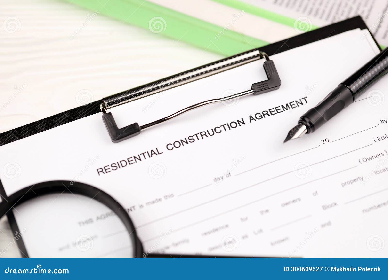 Construction Contract Form on A4 Tablet Lies on Office Table with Pen ...