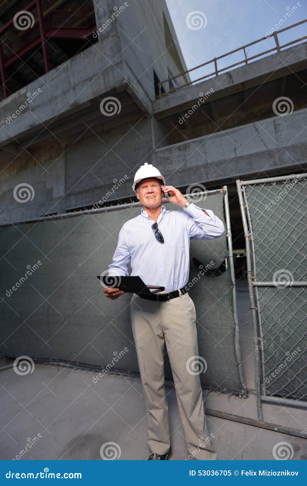 Construction Contractor on the Phone at the Site Stock Image - Image of ...