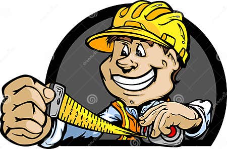 Construction Contractor with Tape Measure Stock Vector - Illustration ...