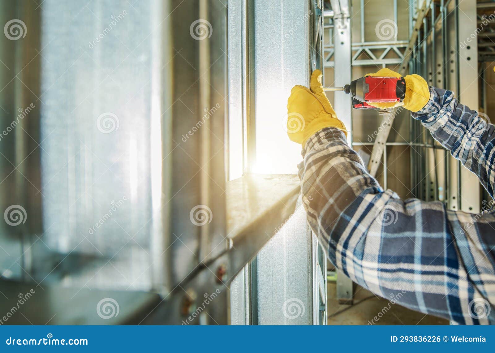 Construction Contractor Worker Building Metal House Frame Stock Photo ...
