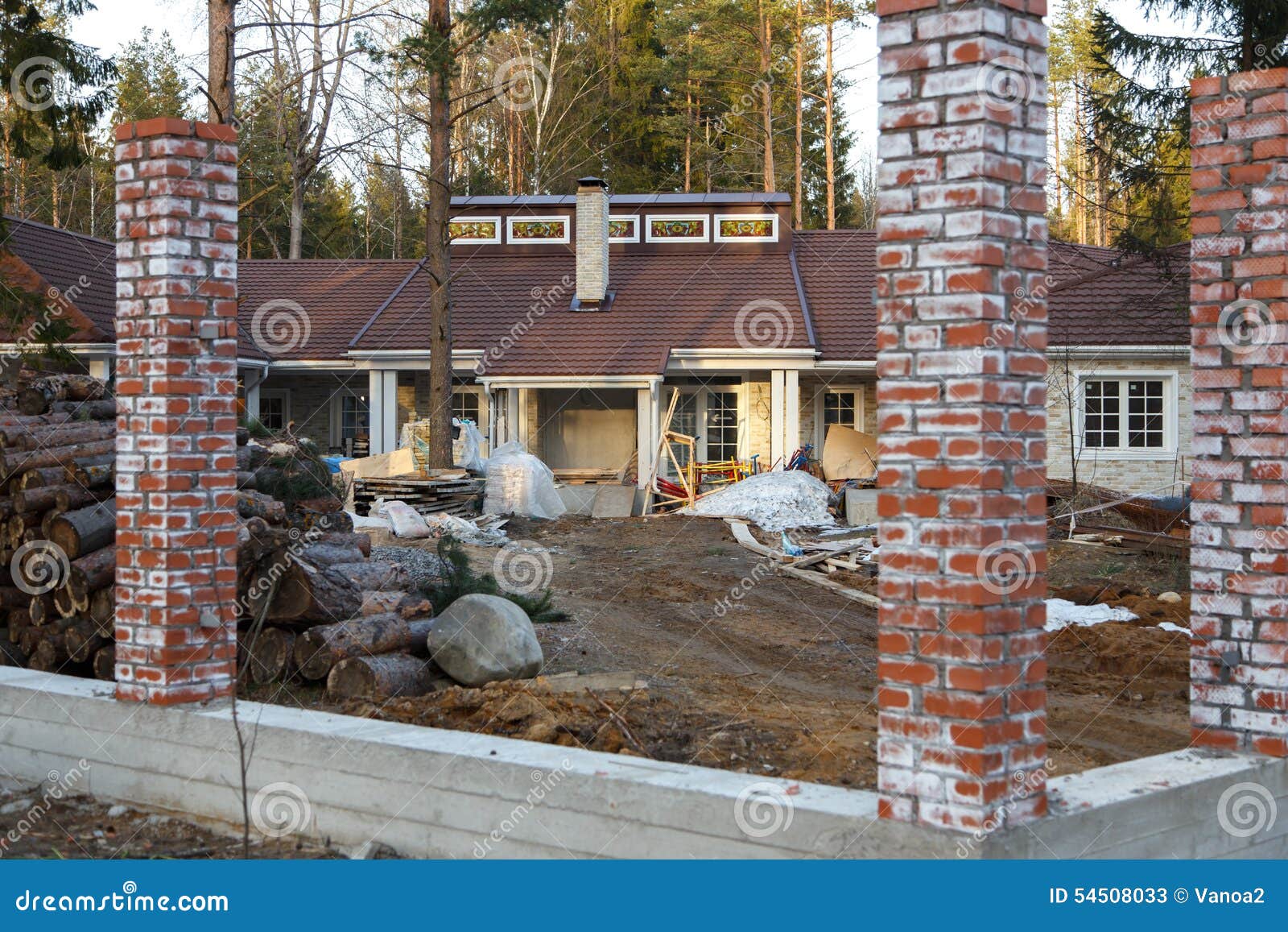 Construction of Country Cottage Stock Image - Image of cottage, private ...