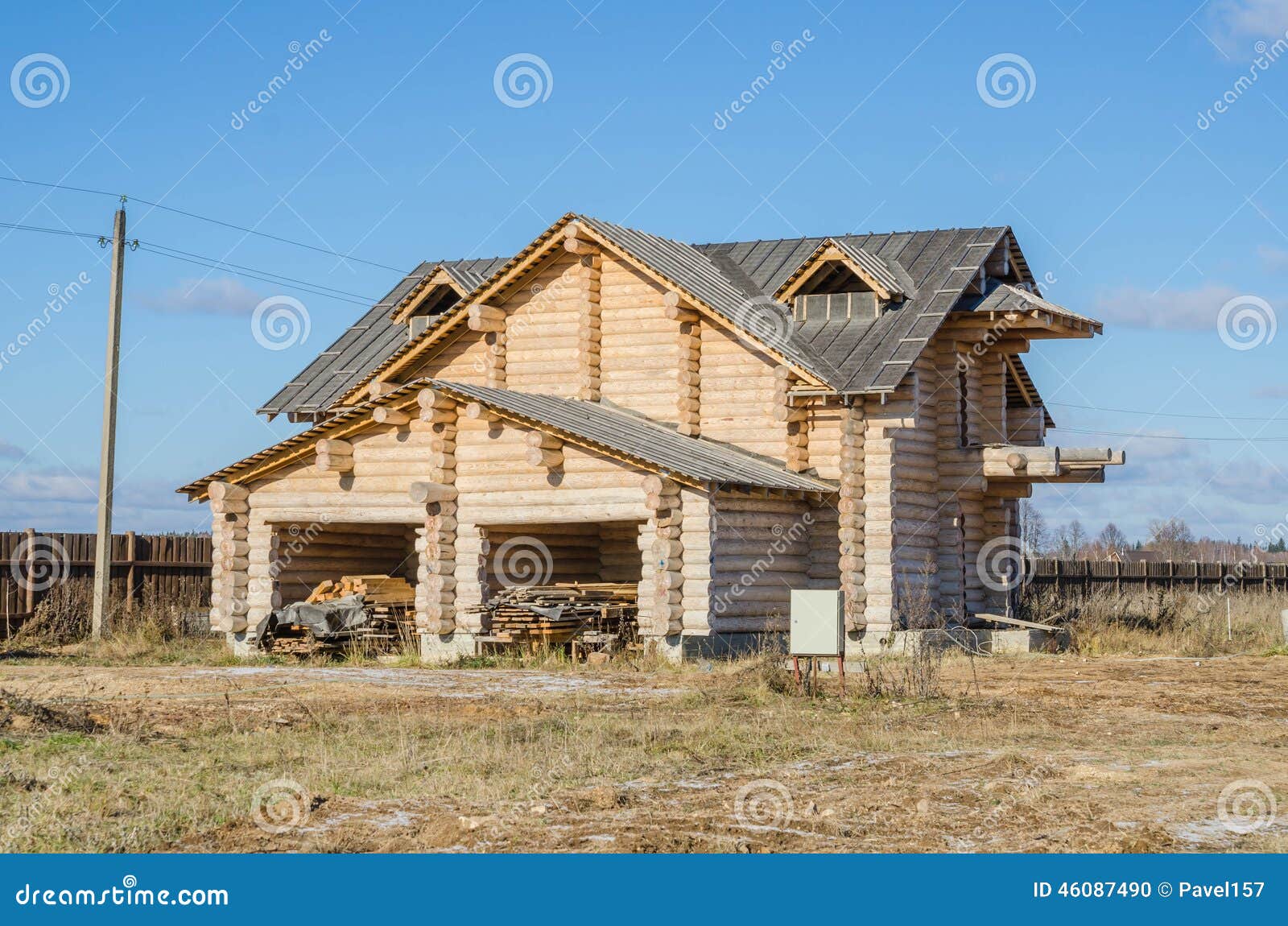 Construction of a Country House Stock Photo - Image of windows, balcony ...