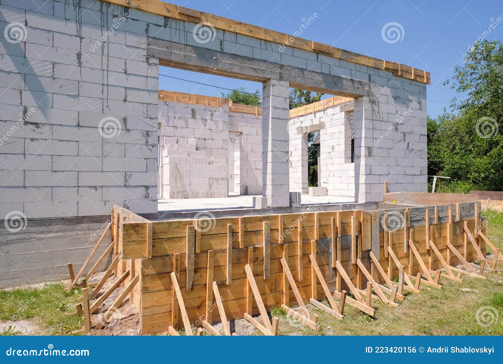 Construction of a Country House. Construction Site Stock Photo - Image ...