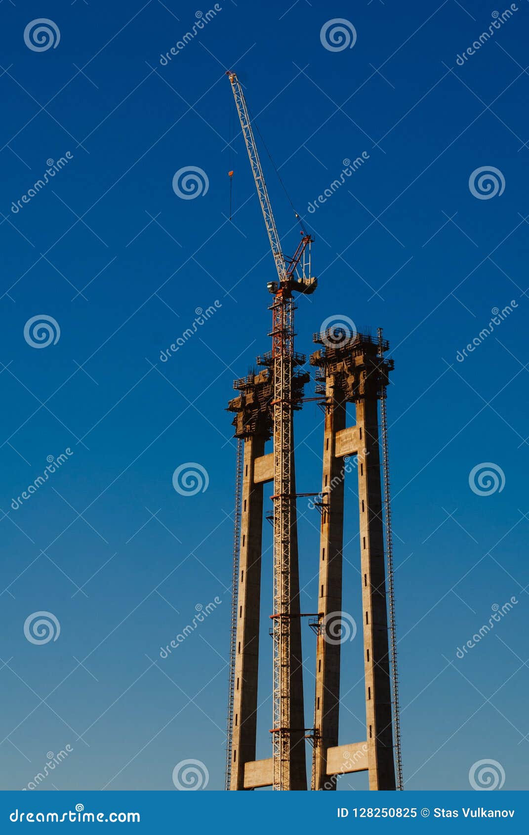 Construction Crane Against the Blue Sky, Engineering Construction, Big ...