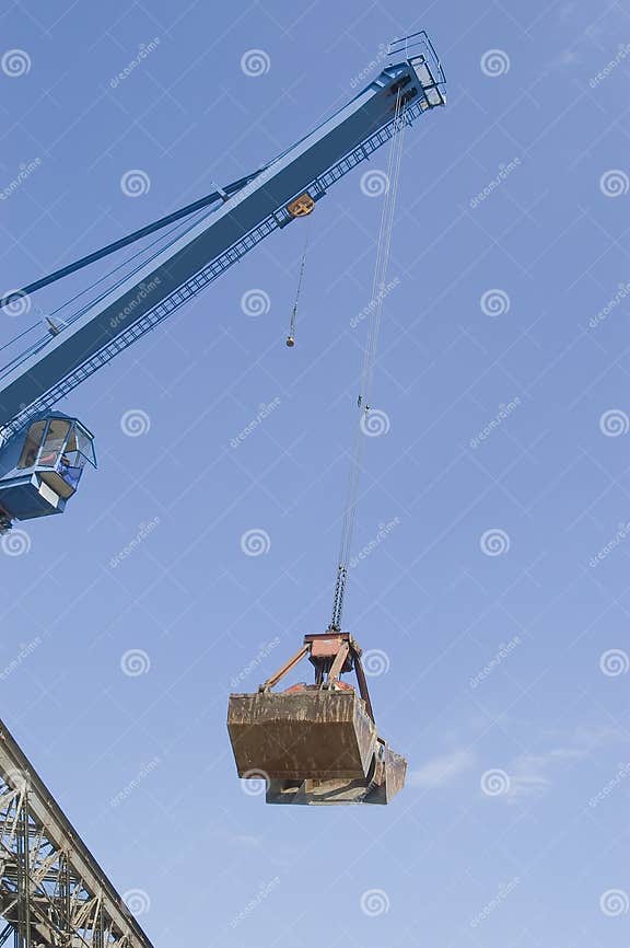 Construction Crane with Bucket Stock Image - Image of chain ...