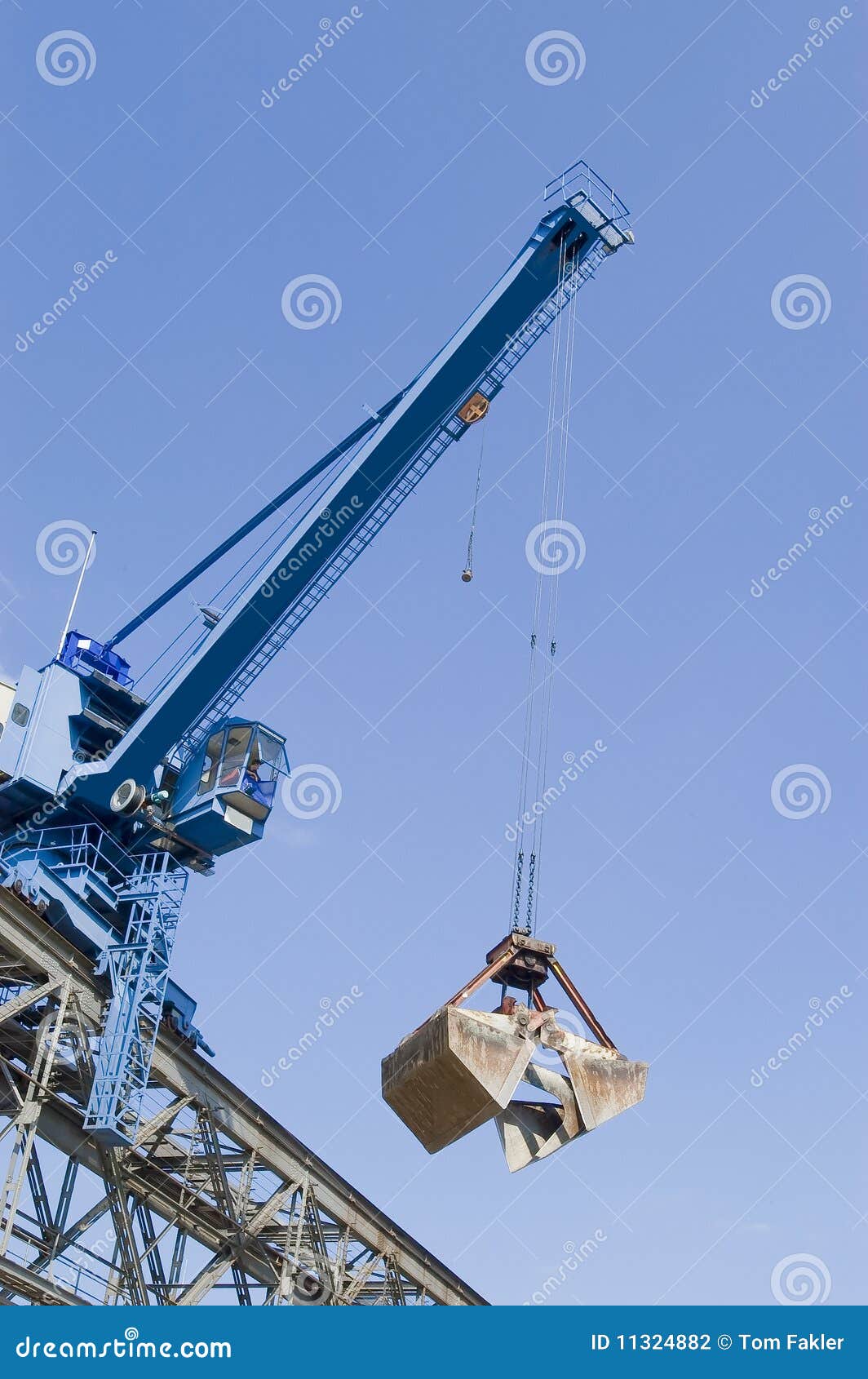 Construction Crane with Bucket Stock Photo - Image of bucket, place ...
