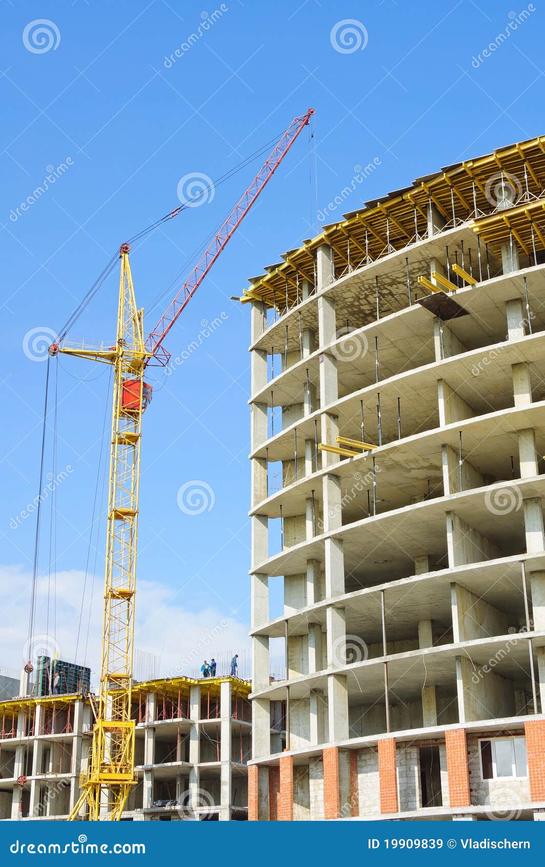 Construction Crane and Building Stock Image - Image of build, blue ...