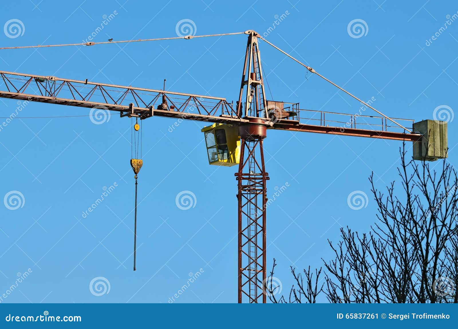 Construction crane closeup stock image. Image of mast - 65837261