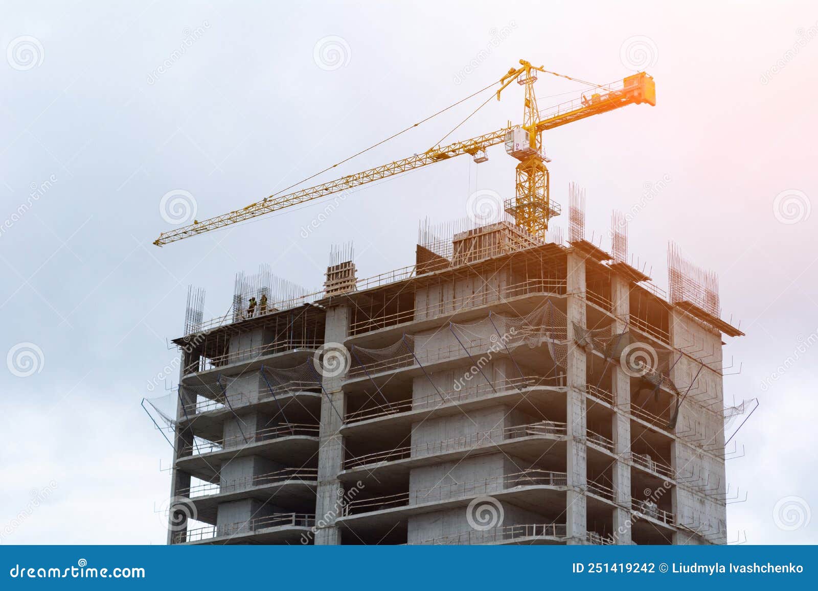 Construction Crane. Construction of a High-rise Building Stock Photo ...