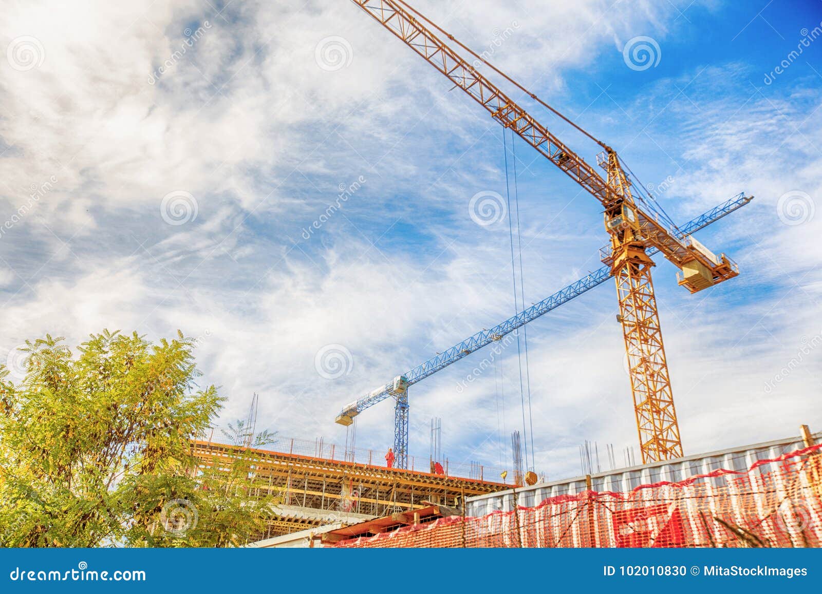 Construction Crane on Construction Site Stock Photo - Image of ...