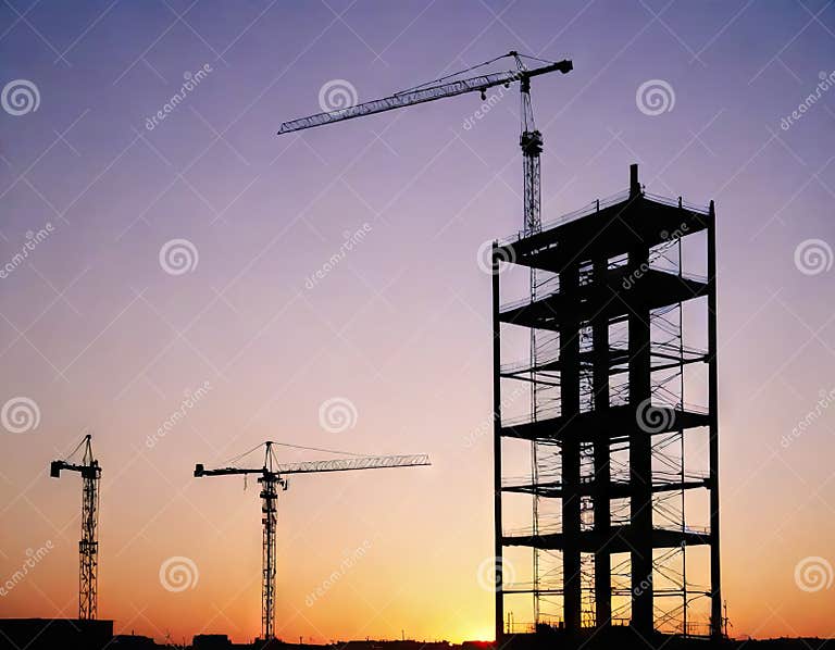 Construction Crane at the Construction Site of a Tower Crane and ...