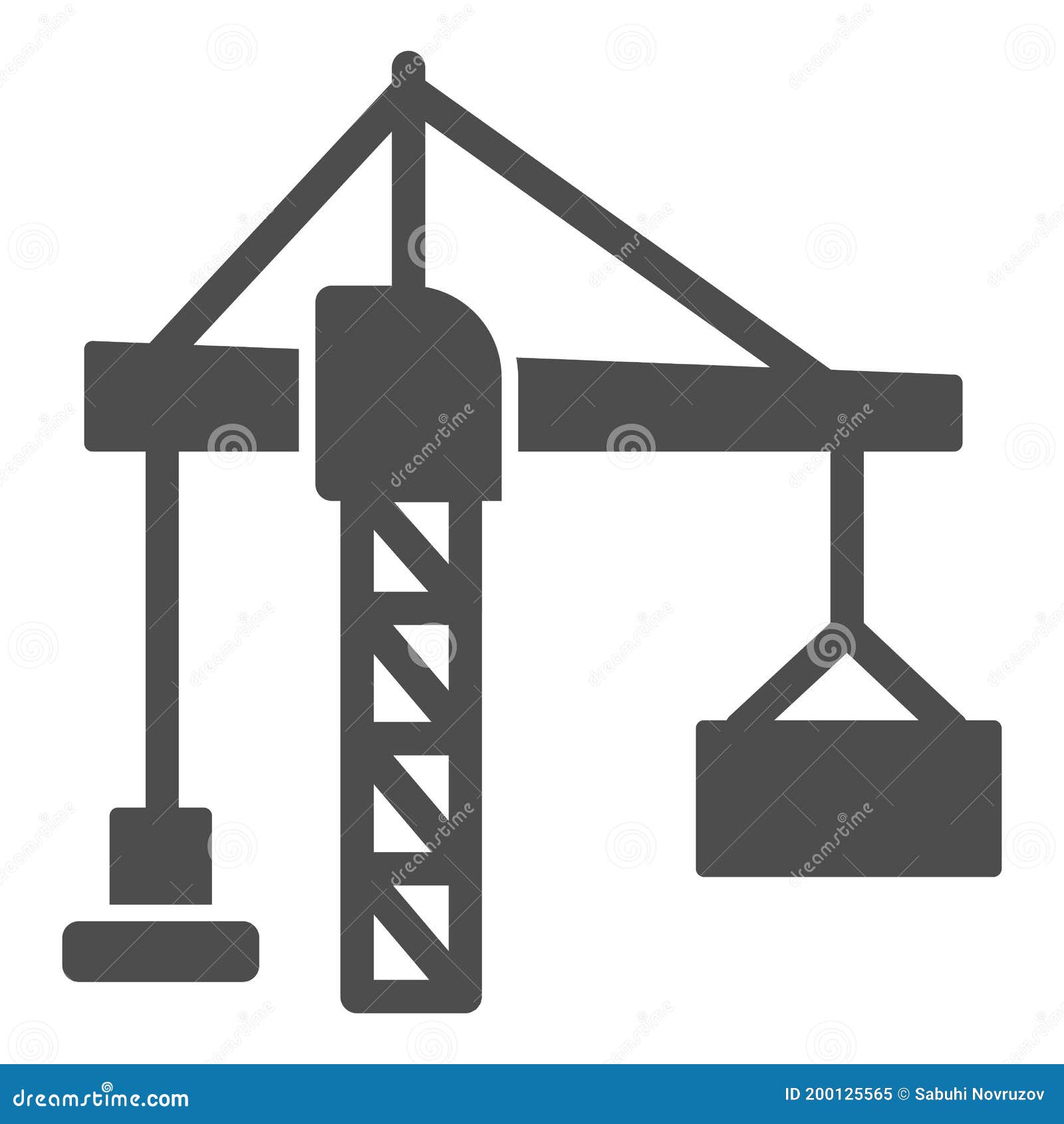 Construction Crane with a Container Solid Icon, Hoisting Machines ...