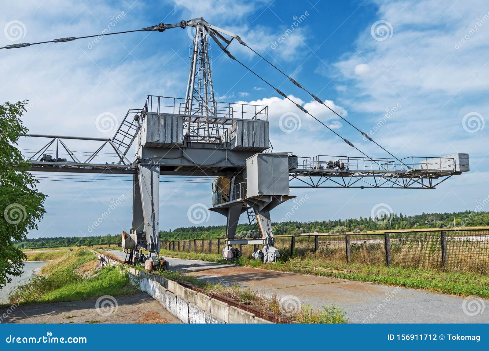 Construction Crane Converted To Digger Stock Photo - Image of ...