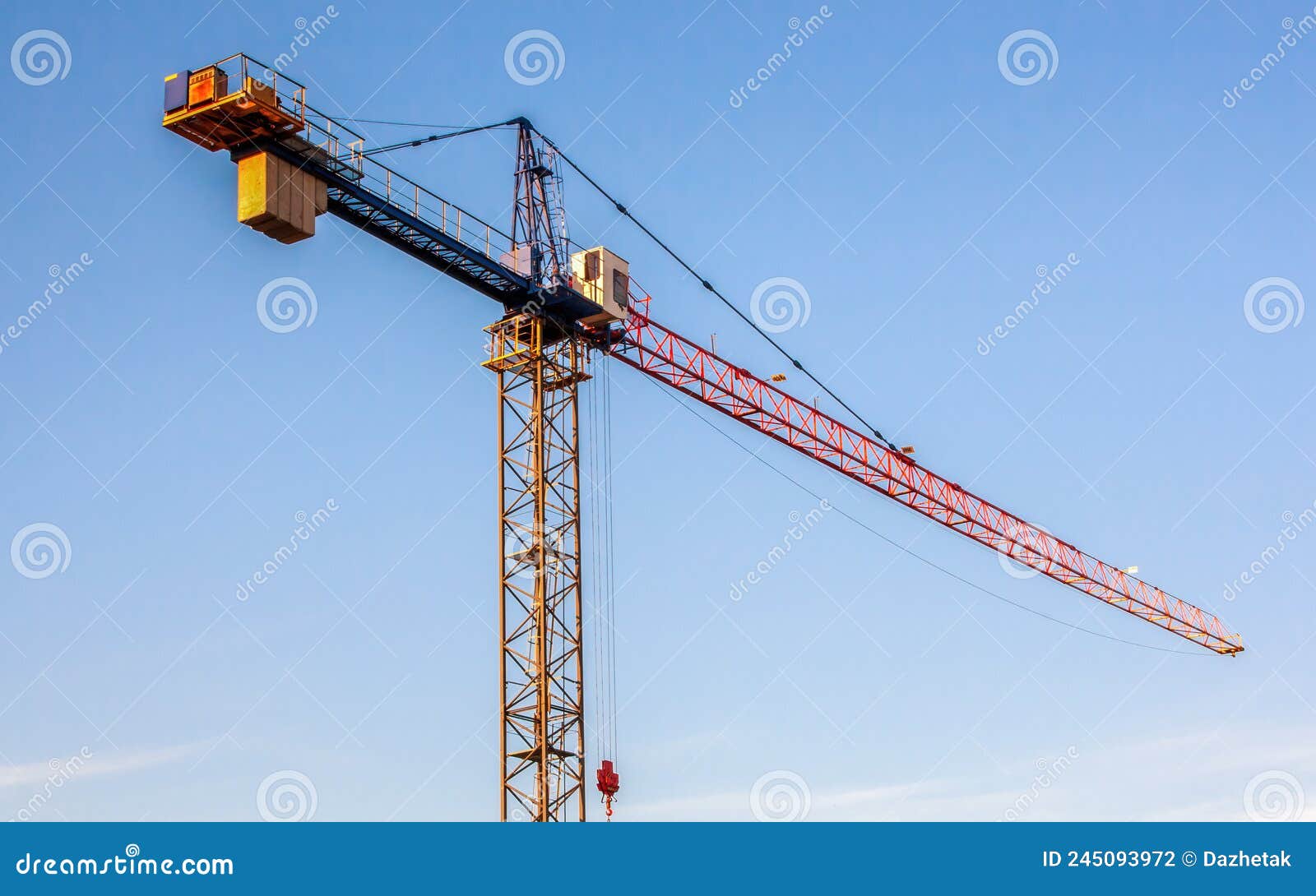 Construction Crane. Diagonal View of the Crane Arm Against the Evening ...