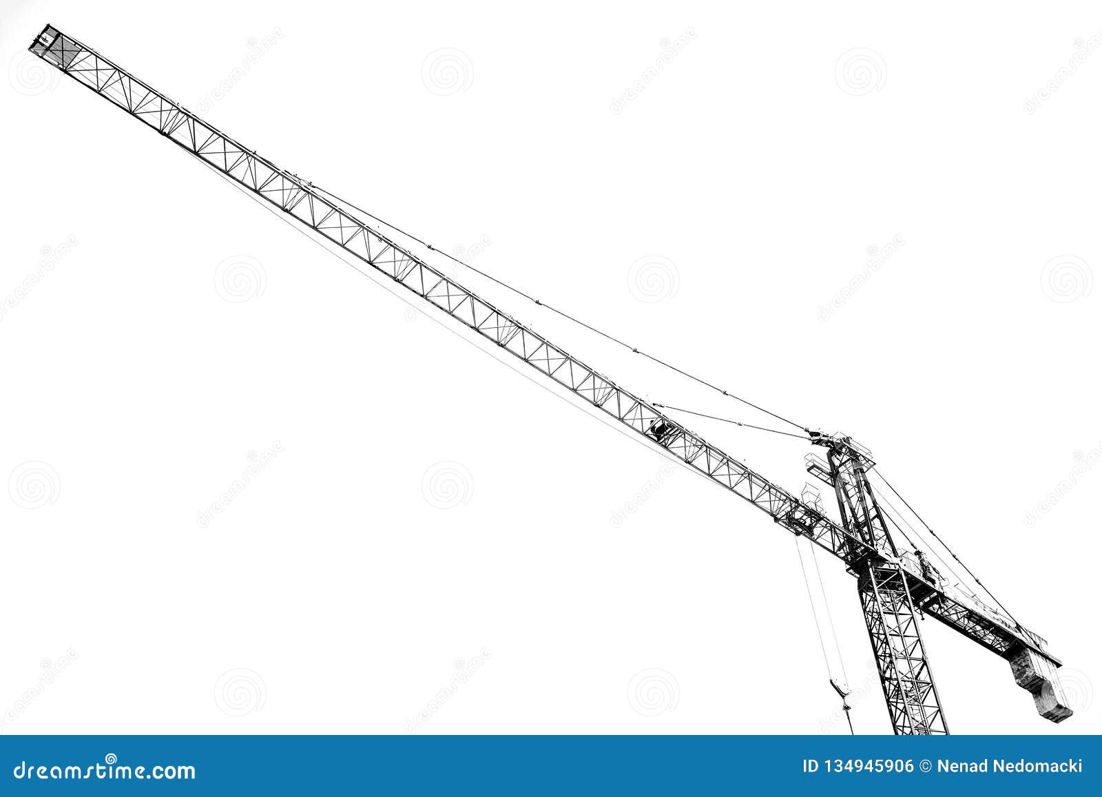 Construction Crane Frame with Black White Photo Stock Photo - Image of ...