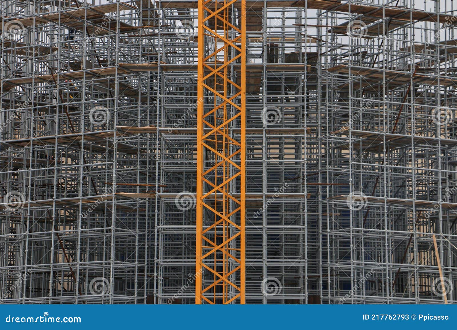 Construction Crane in Front of the Building with Scaffolding Stock ...