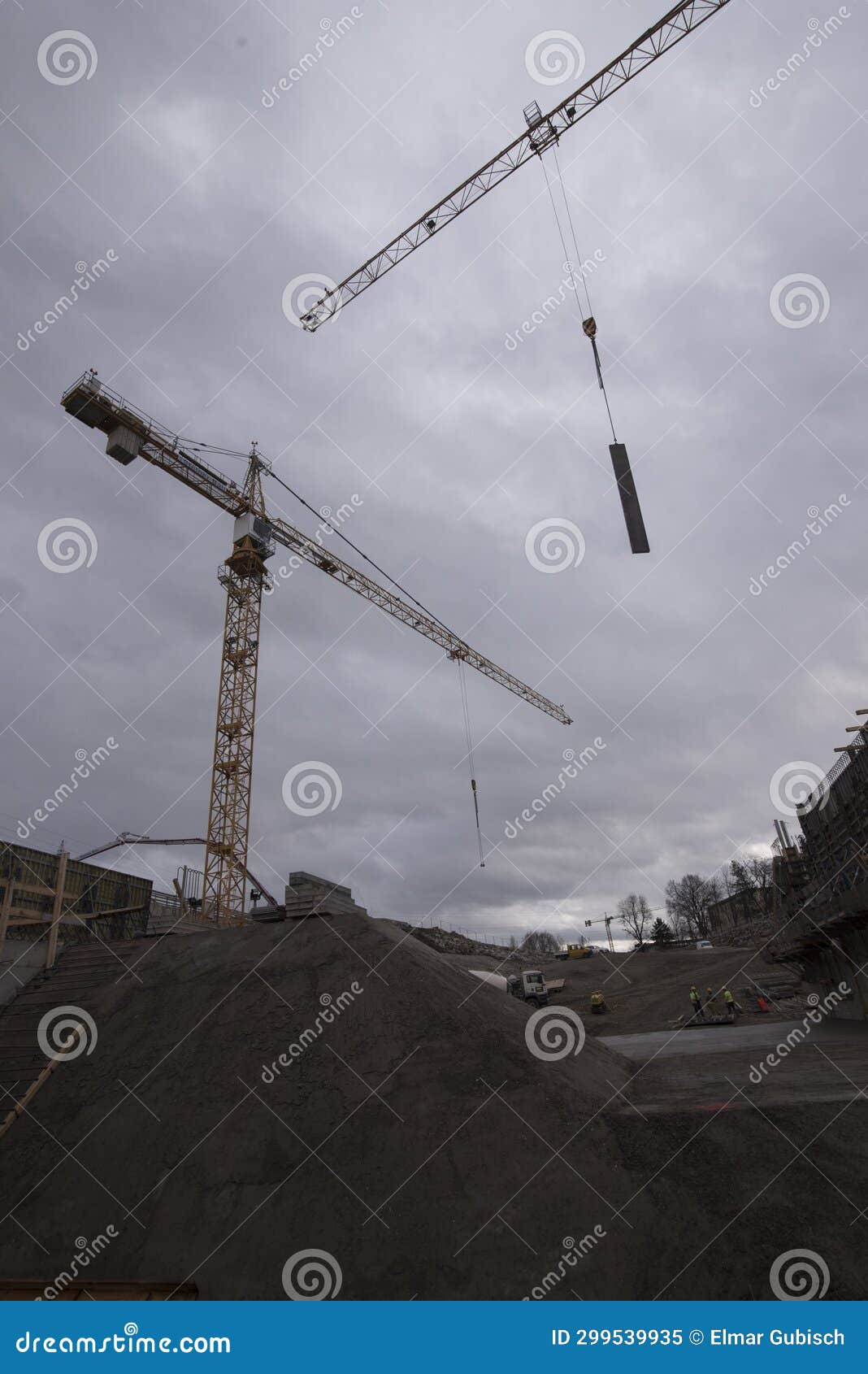 Construction Crane with Heavy Load Stock Image - Image of technology ...