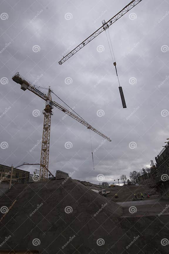 Construction Crane with Heavy Load Stock Image - Image of technology ...