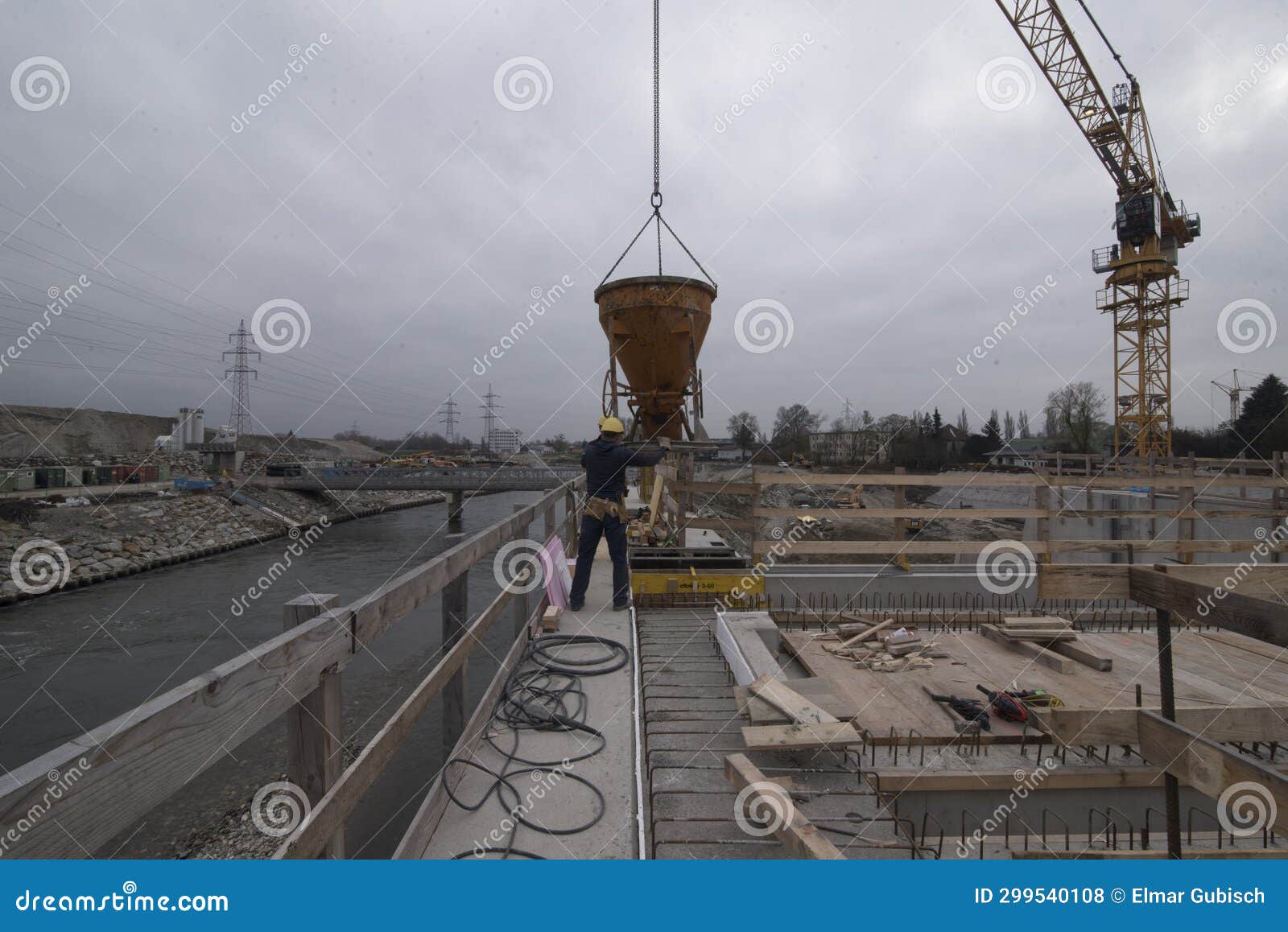 Construction Crane with Heavy Load Stock Photo - Image of hoist, cable ...