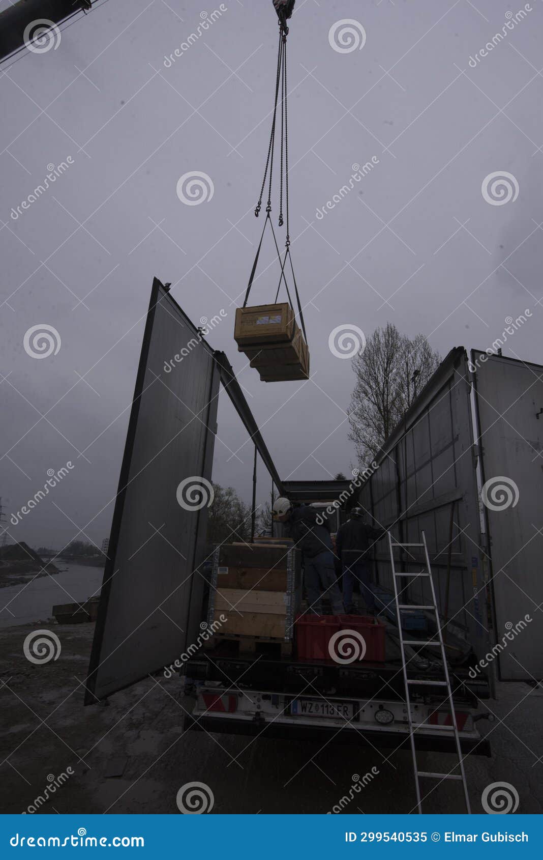 Construction Crane with Heavy Load Stock Image - Image of ...