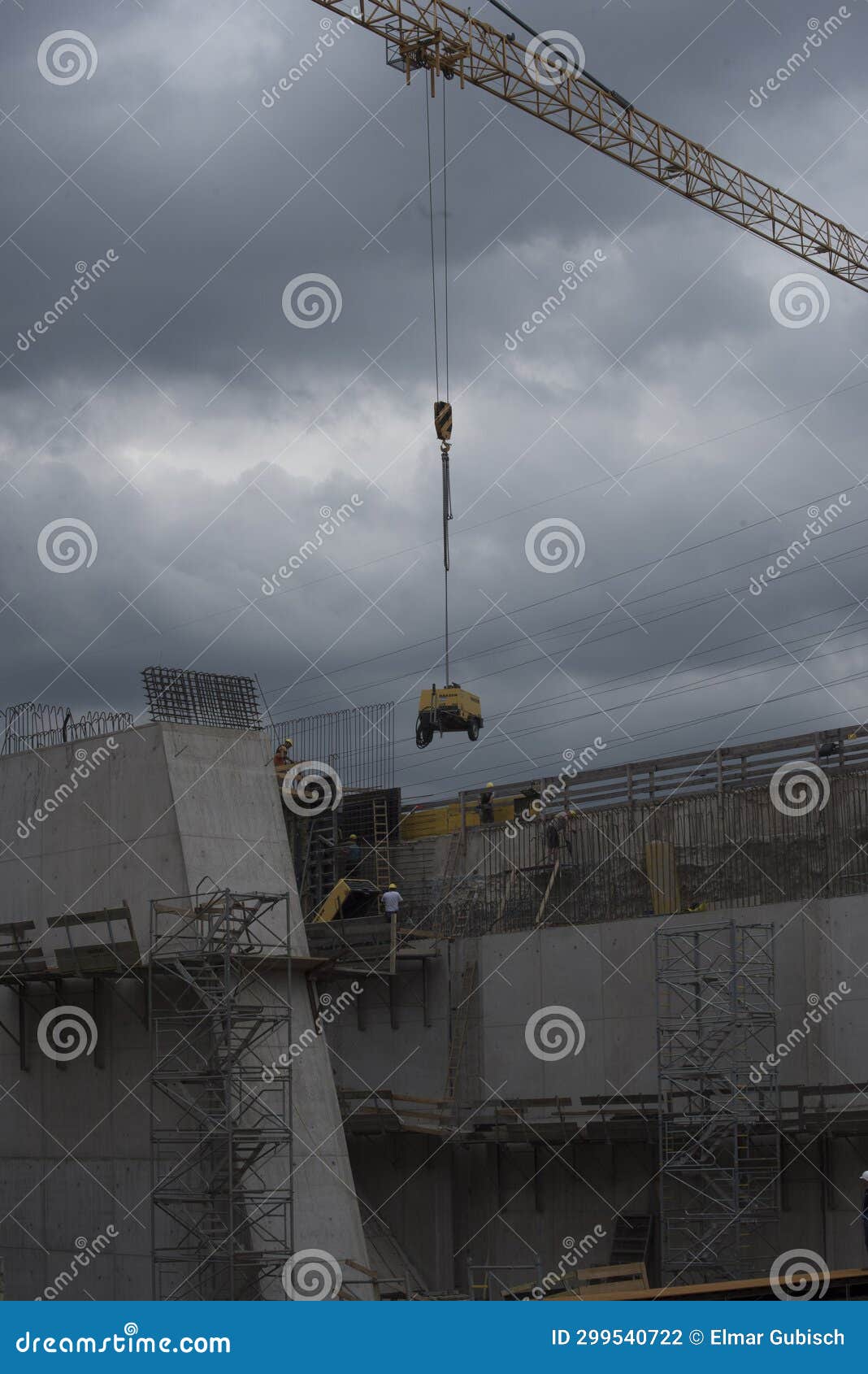 Construction Crane with Heavy Load Stock Photo - Image of technology ...