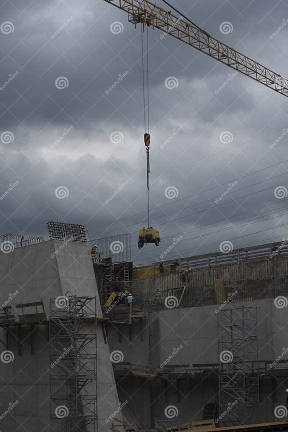 Construction Crane with Heavy Load Stock Photo - Image of technology ...