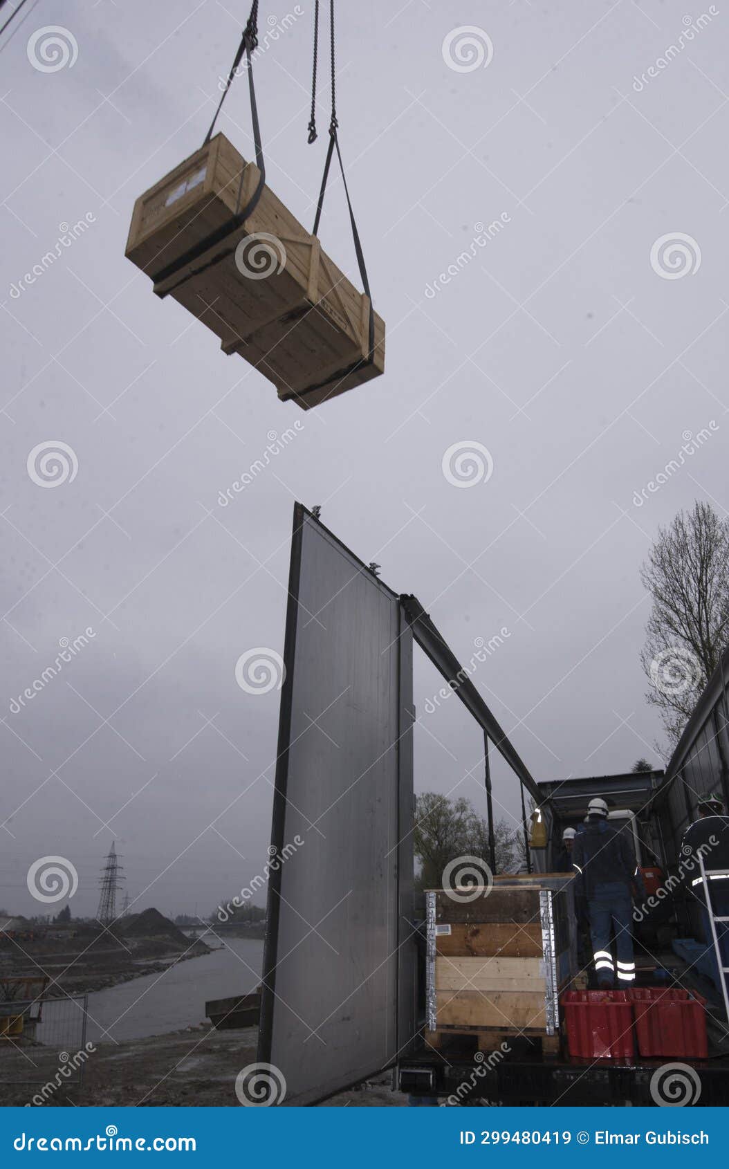 Construction Crane with Heavy Load Stock Image - Image of mobile, load ...