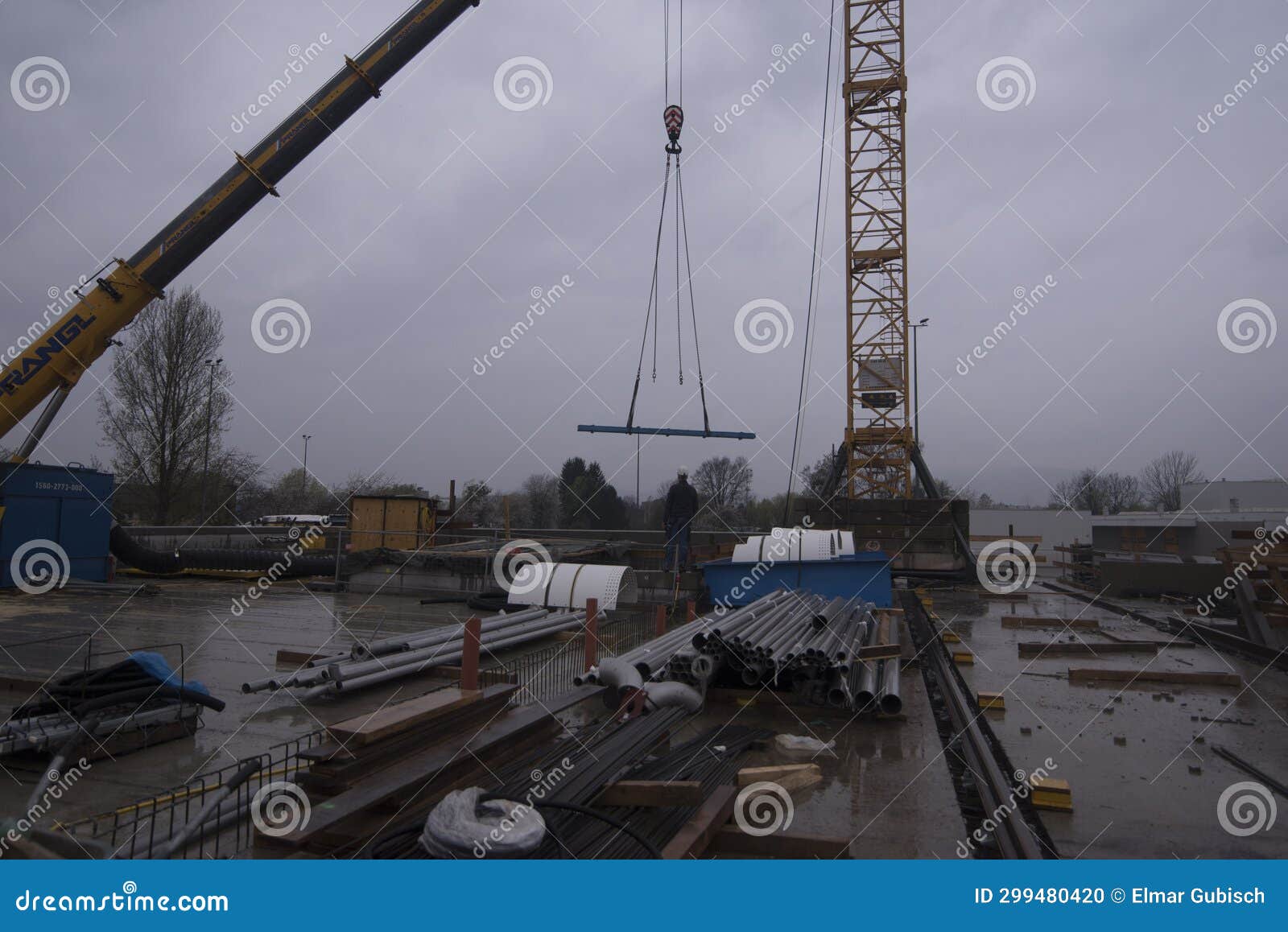 Construction Crane with Heavy Load Editorial Image - Image of cable ...