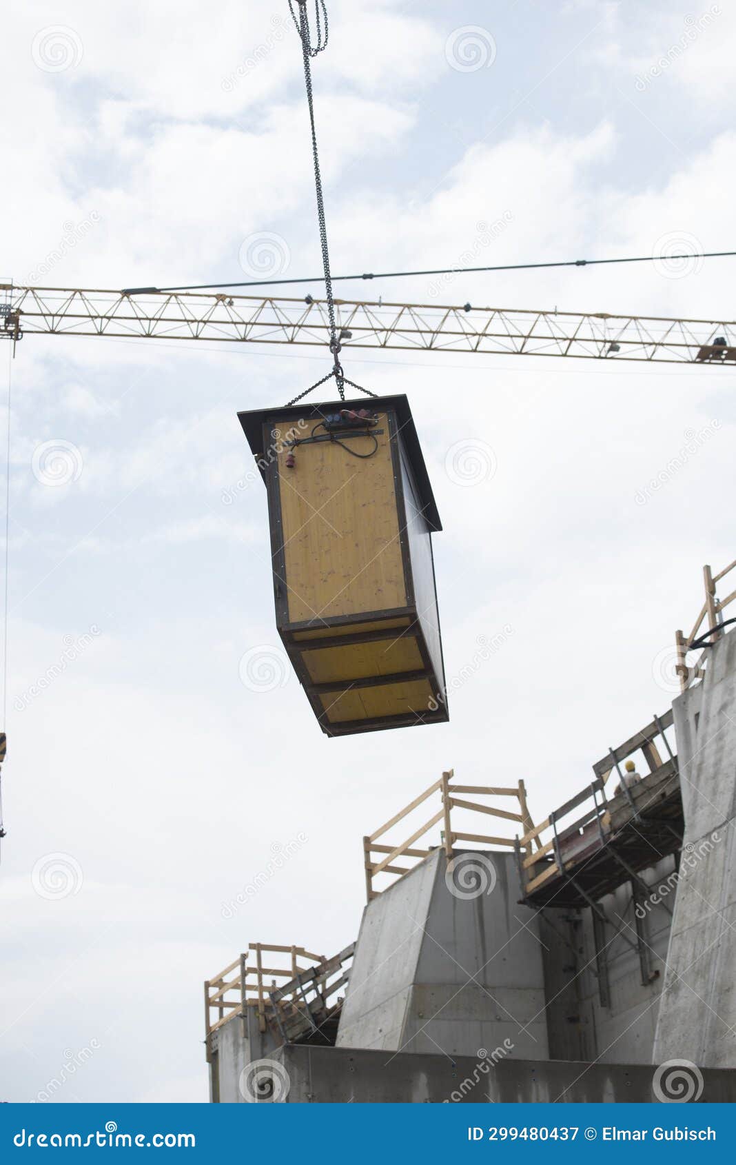 Construction Crane with Heavy Load Stock Image - Image of loading ...
